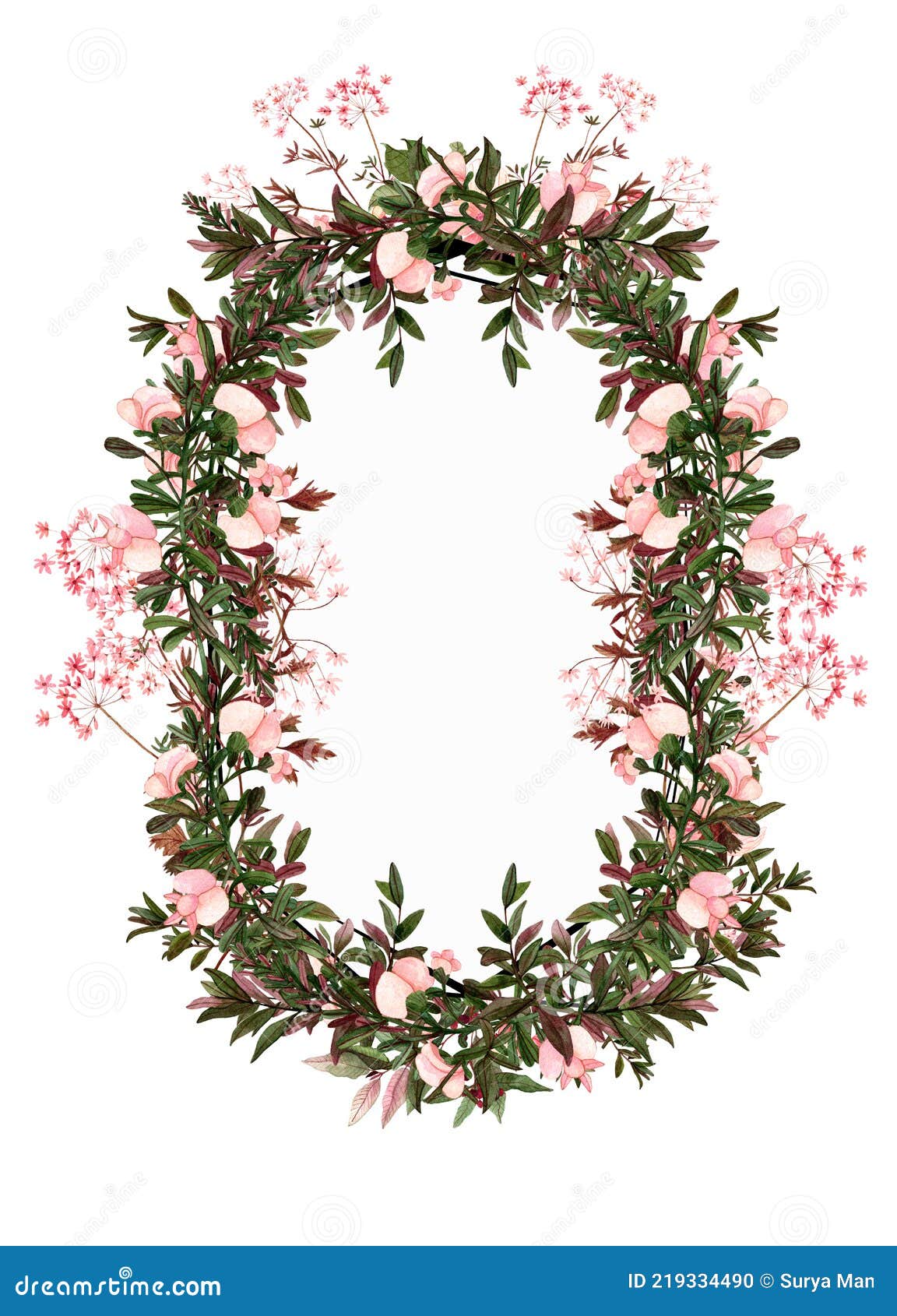 Rectangle Pink Stunning Flower Frame With White Background High ...