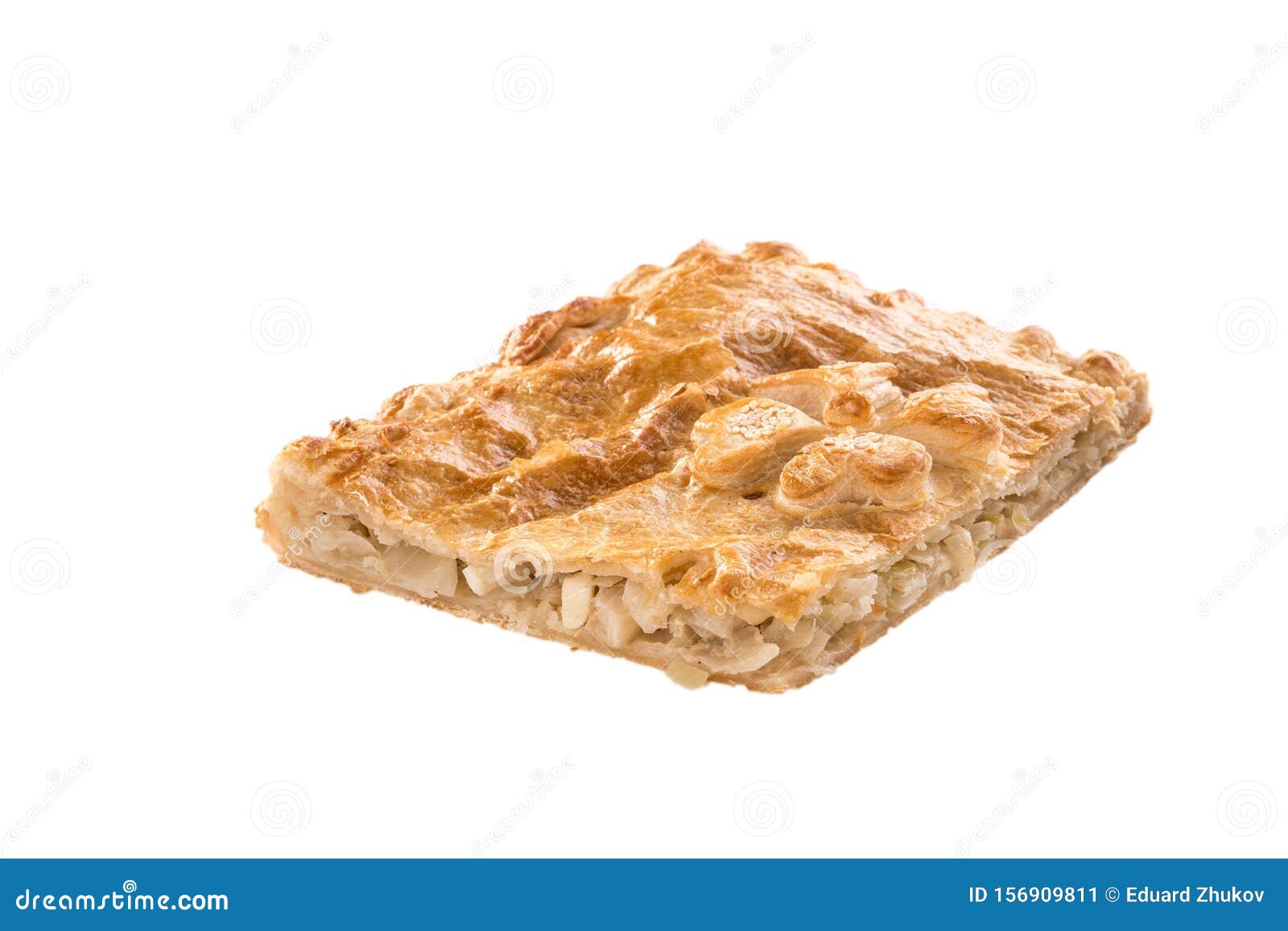 Rectangle Potato Pie with Decoration Isolated on White Background Stock ...