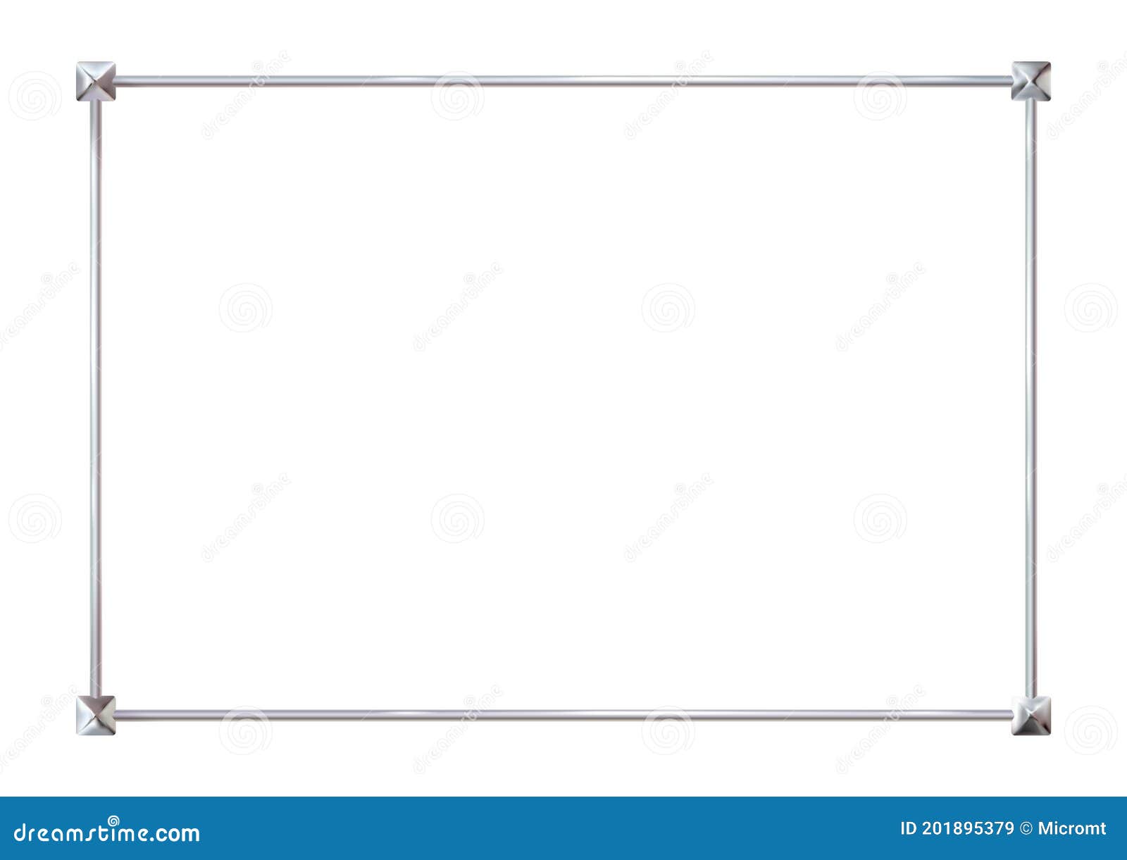 Rectangle Realistic Frame Metal with Corner Elements of Metallic ...
