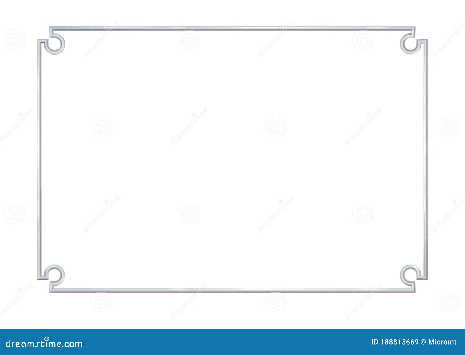 Rectangle Realistic Frame Metal or Silver with Round Corner Elements ...