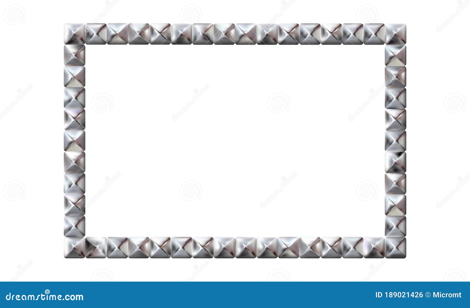 Rectangle Realistic Stepped Frame Metal Or Silver. Slender On White ...