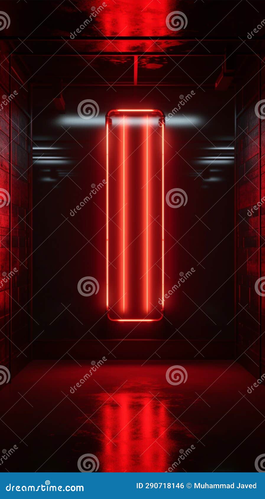 Rectangle Red Neon Light on Black Wall Stock Illustration ...