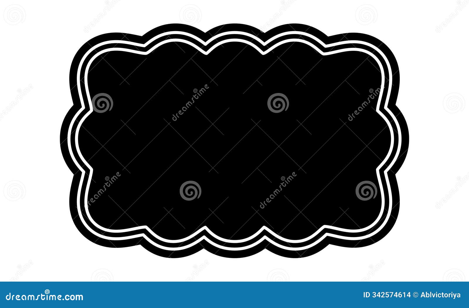 Rectangle Shape with Scallop Edges. Geometric Form with Wavy Borders ...