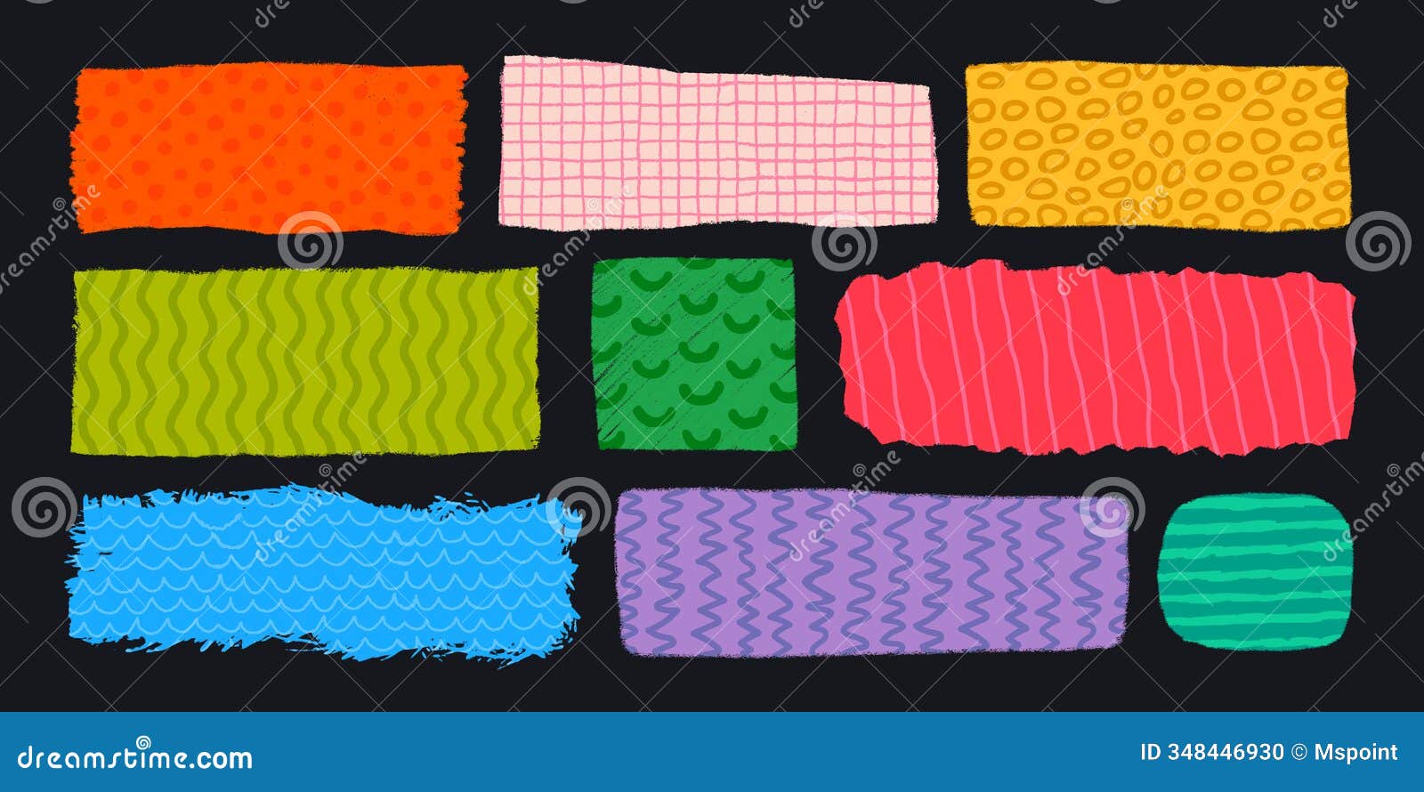 Set Of Rough Torn Paper Isolated On White Background. Black Silhouette ...