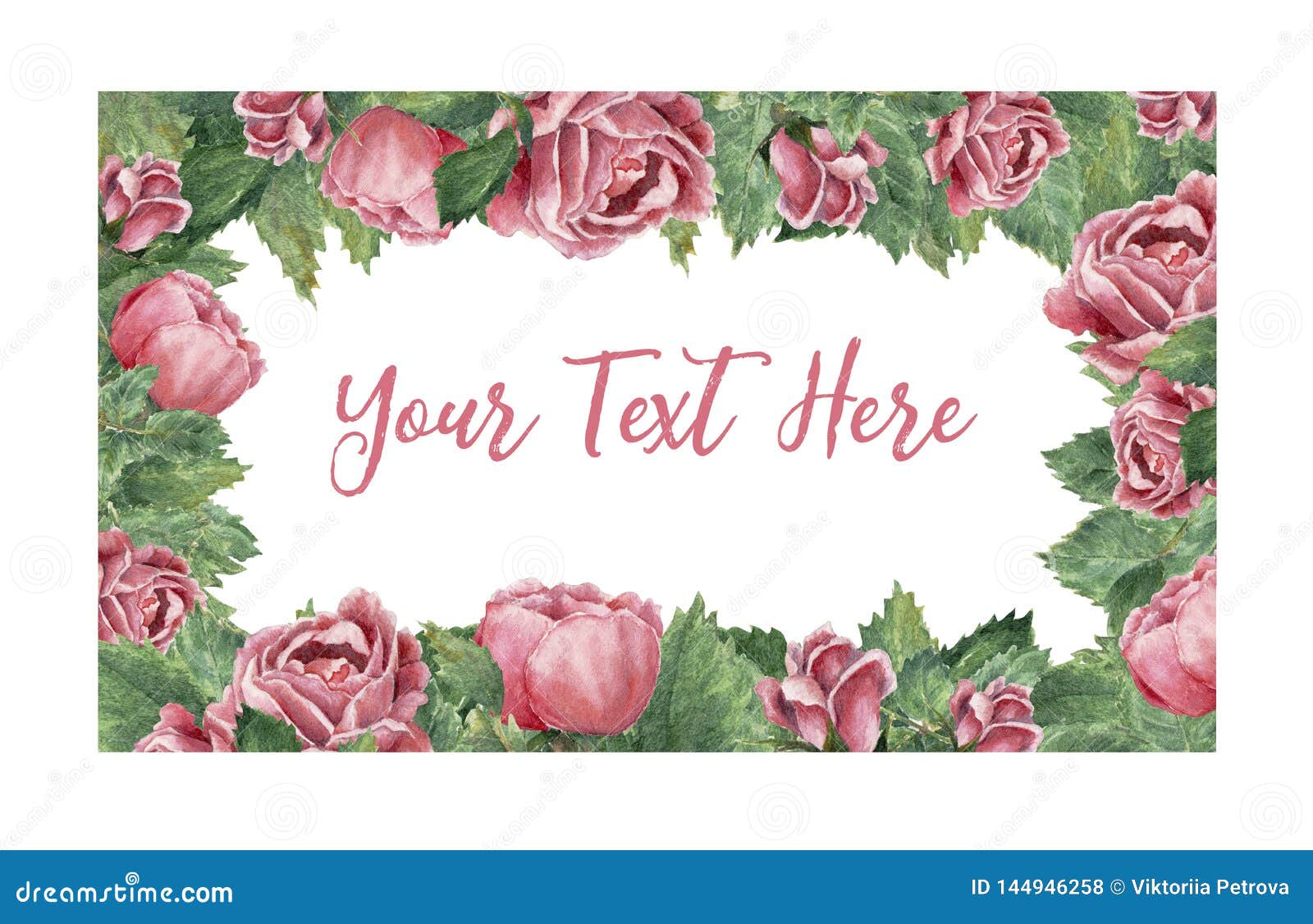 Rectangle Shaped Frame Made of Pink Blooming Roses Stock Illustration ...