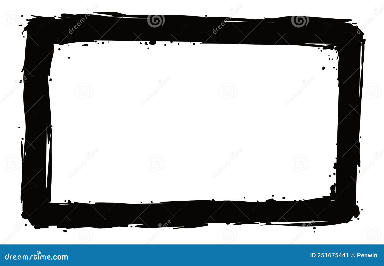 Rectangle Shaped Frame Template in Brush Stroke Style, Vector ...
