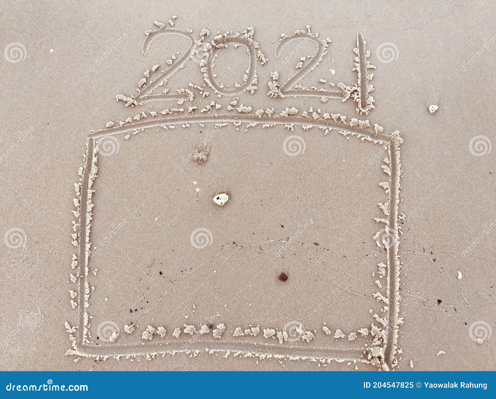 The Rectangle Shaped is Written by Hand in the Sand Stock Image - Image ...