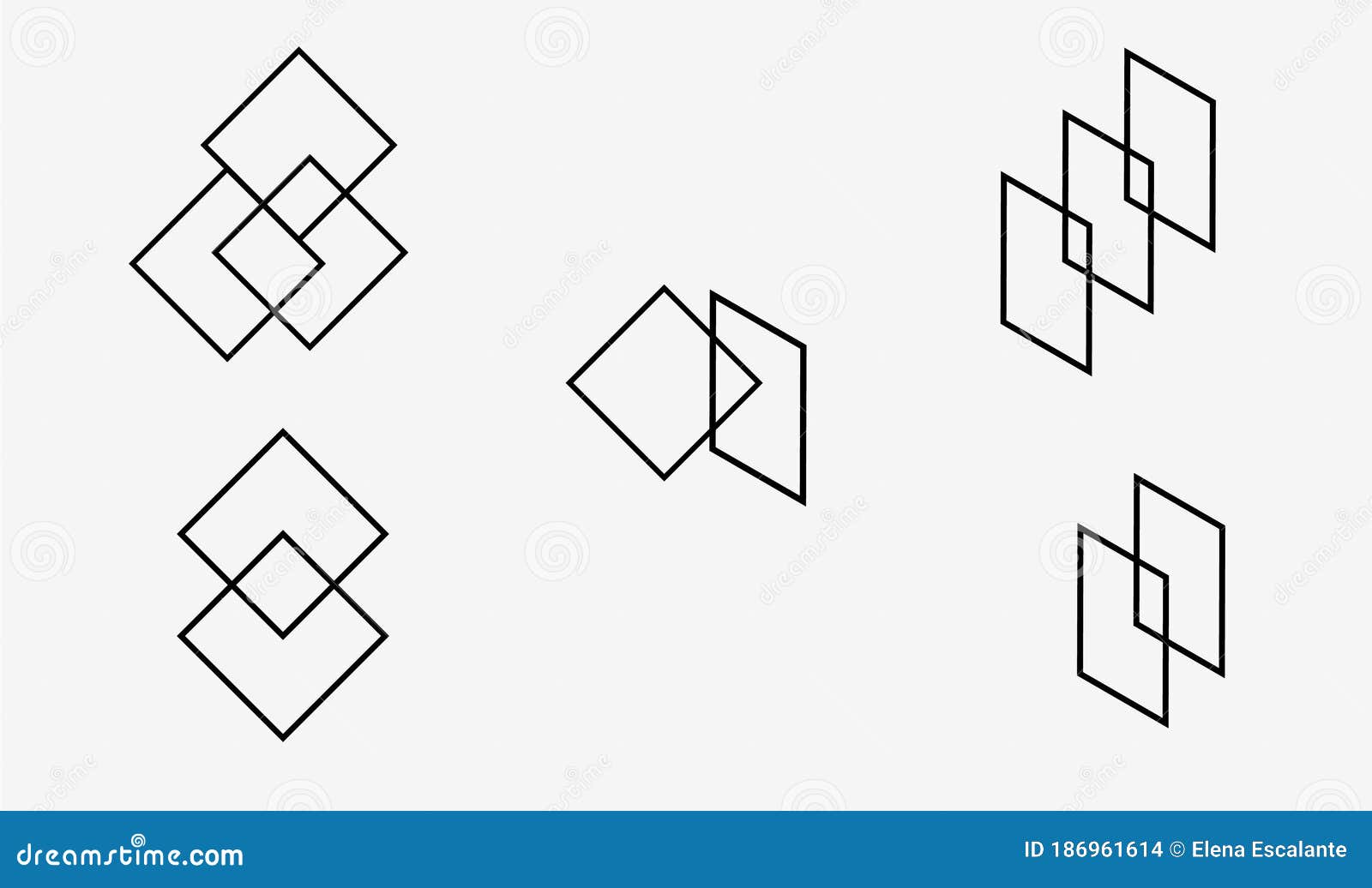 Rectangle Shapes Collection in Linear Style Stock Vector - Illustration ...