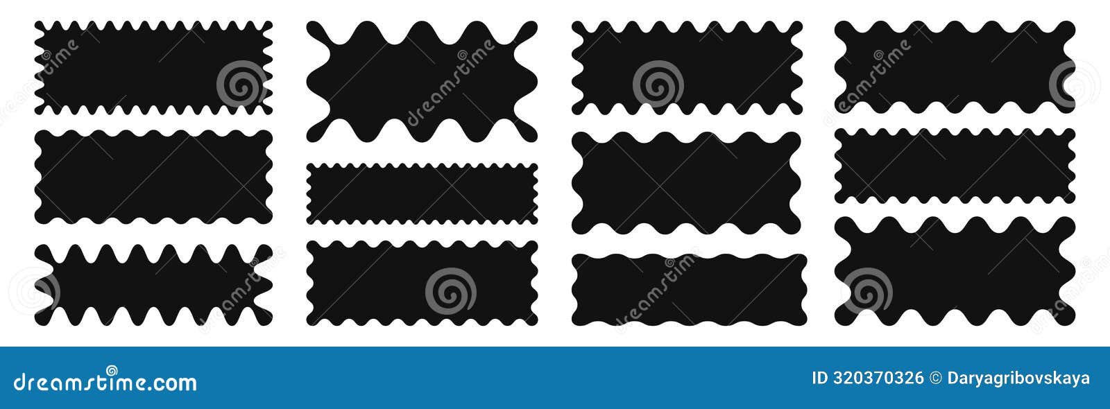 Rectangle Shapes with Zig Zag Wavy Edges. Squiggle Frames for Labels ...