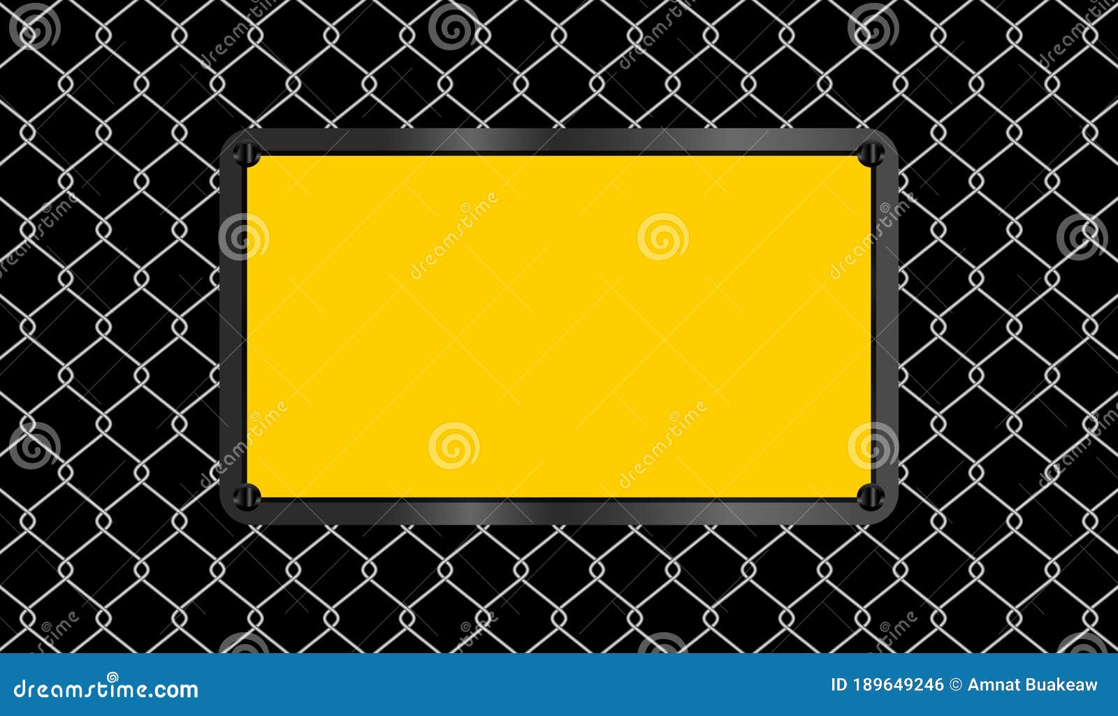 Rectangle Sign Yellow on Wire Mesh Black Background, Caution Emblem on ...