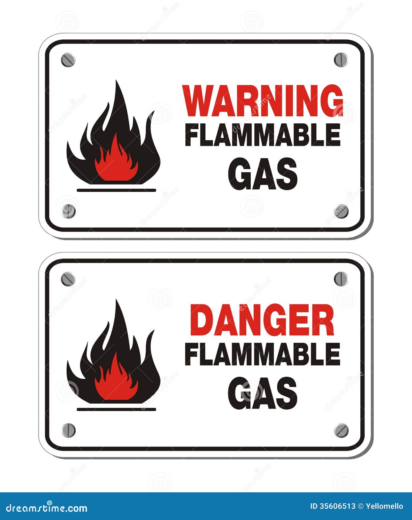 Rectangle Signs - Warning and Danger Flammable Gas Stock Vector ...