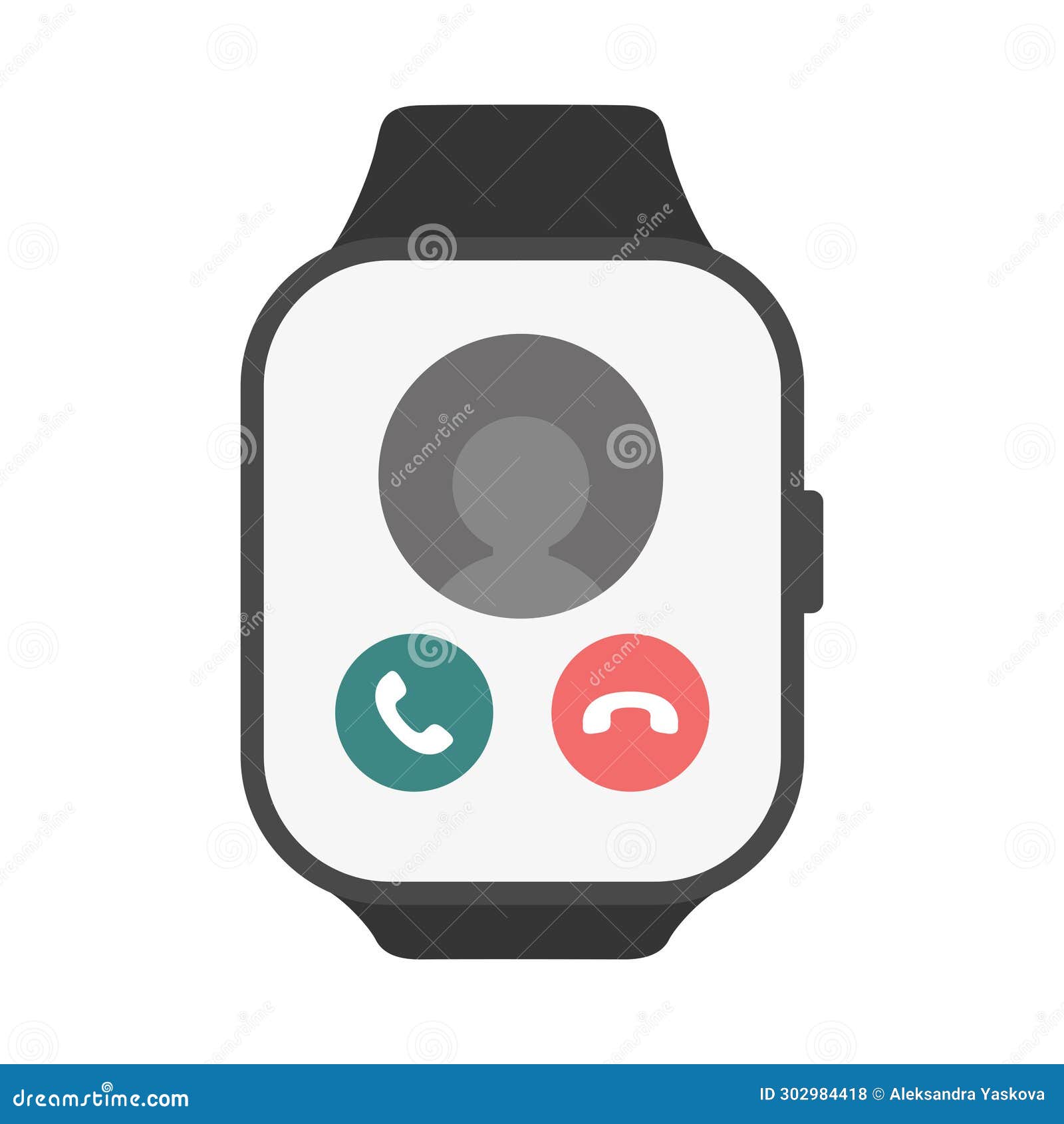 Rectangle Smart Watch with Incoming Call Screen. Vector Stock Vector ...