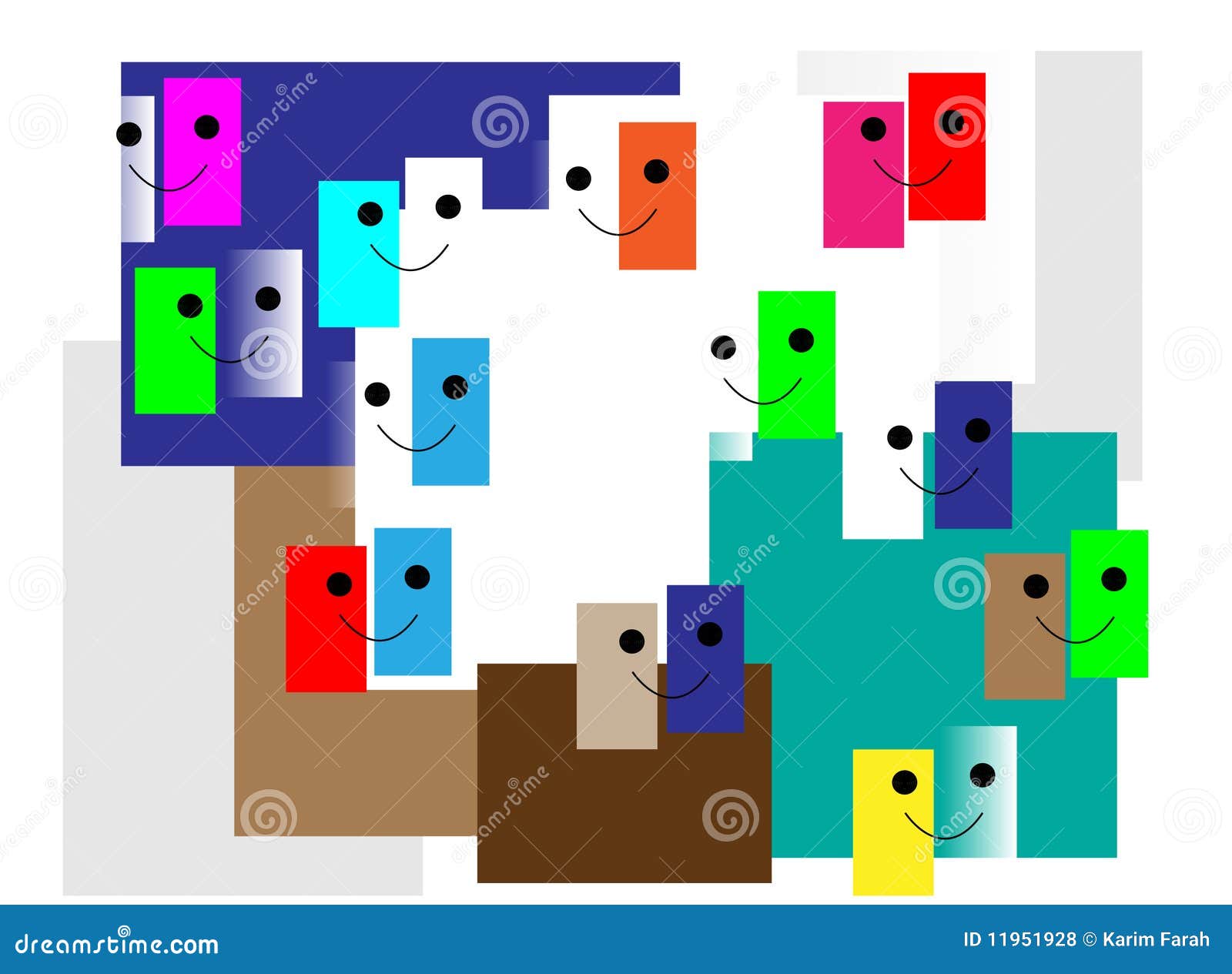 Rectangle Smiley Faces stock illustration. Illustration of emotions ...