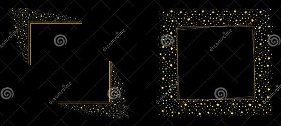 Rectangle Square Frame with Sparkle Glitter Stars Transparent Vector ...