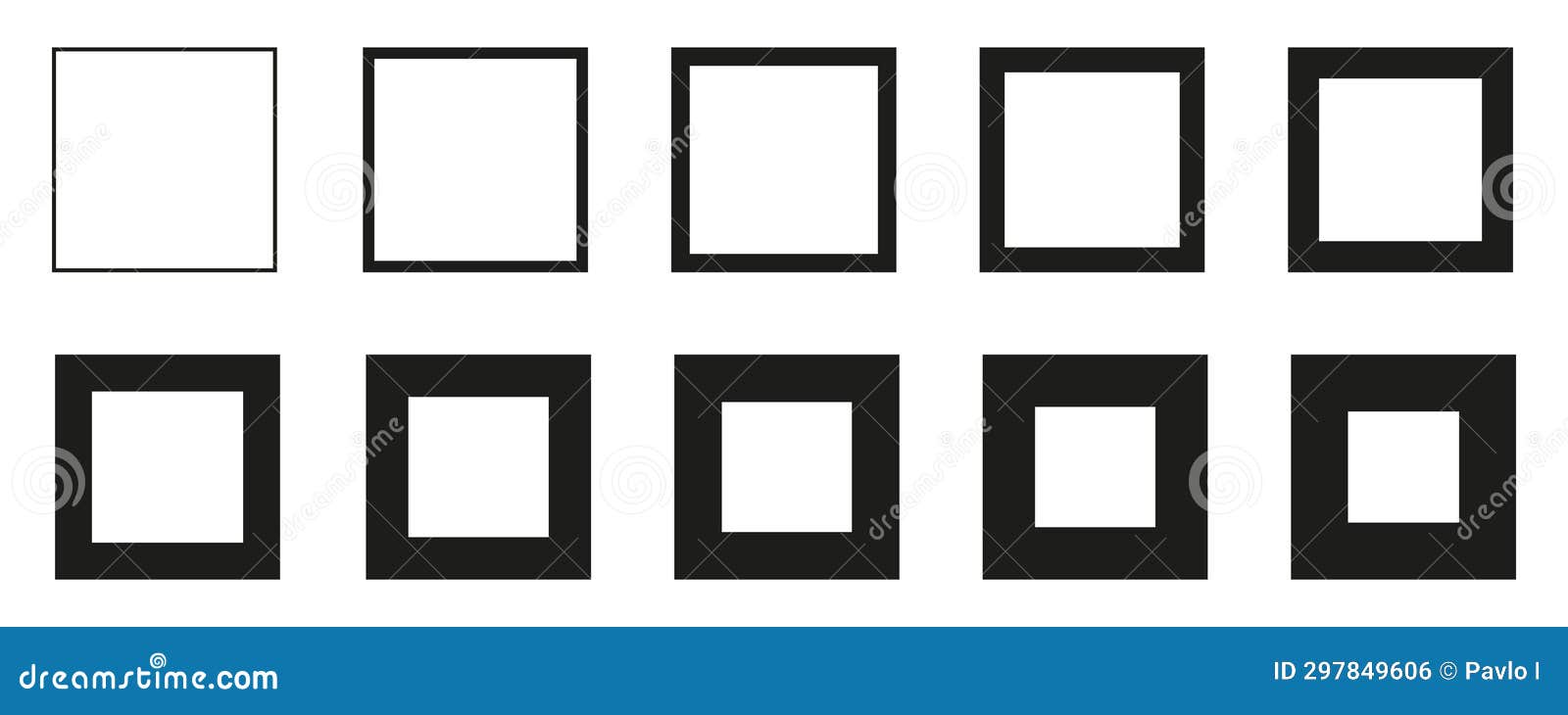 Rectangle Square Set from Thin To Thick Line, Set of Geometric Shapes ...