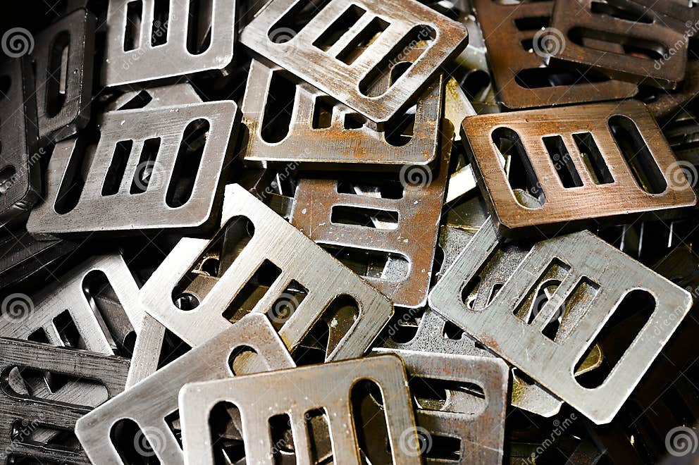 Rectangle Steel Details with Cutoffs Pile As Background Stock Image ...