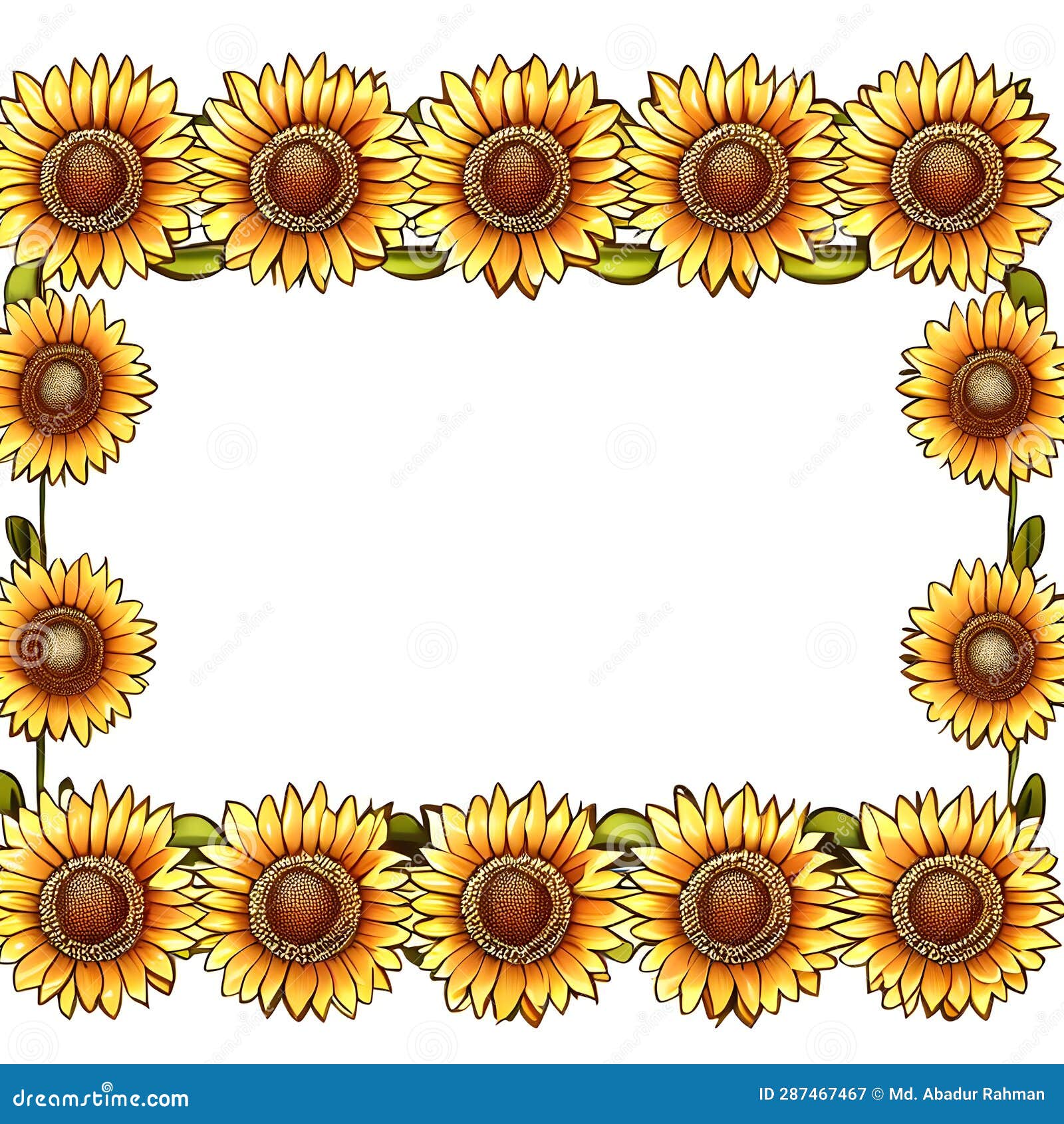 Rectangle Sunflower Border with Ornamental Elements Ai Generated Stock ...