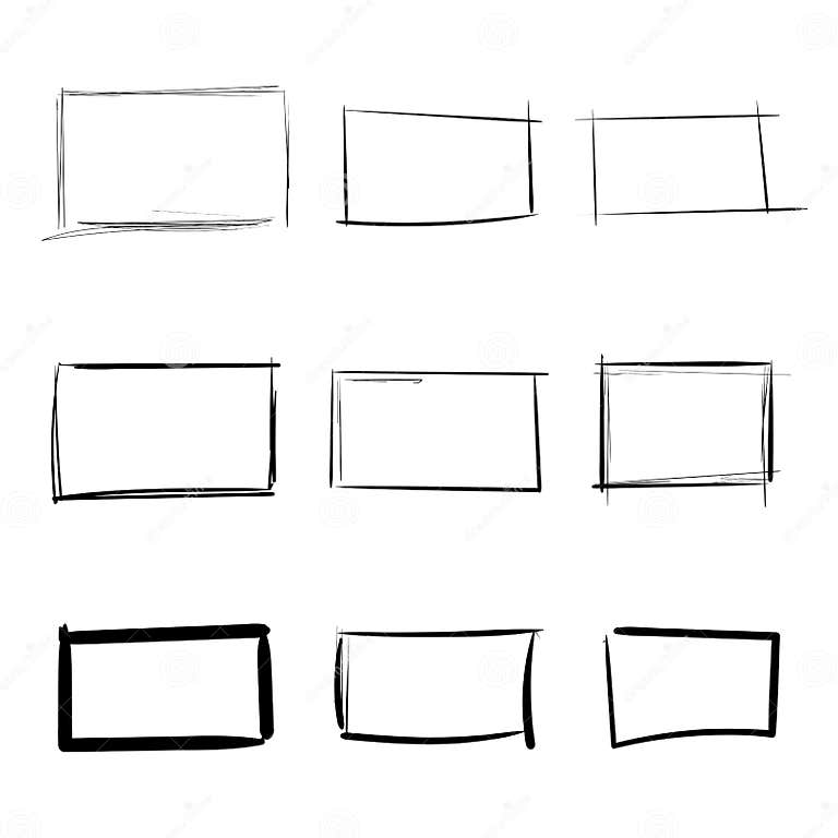 Rectangle Templates Hand Drawn Simple Set Stock Vector - Illustration ...