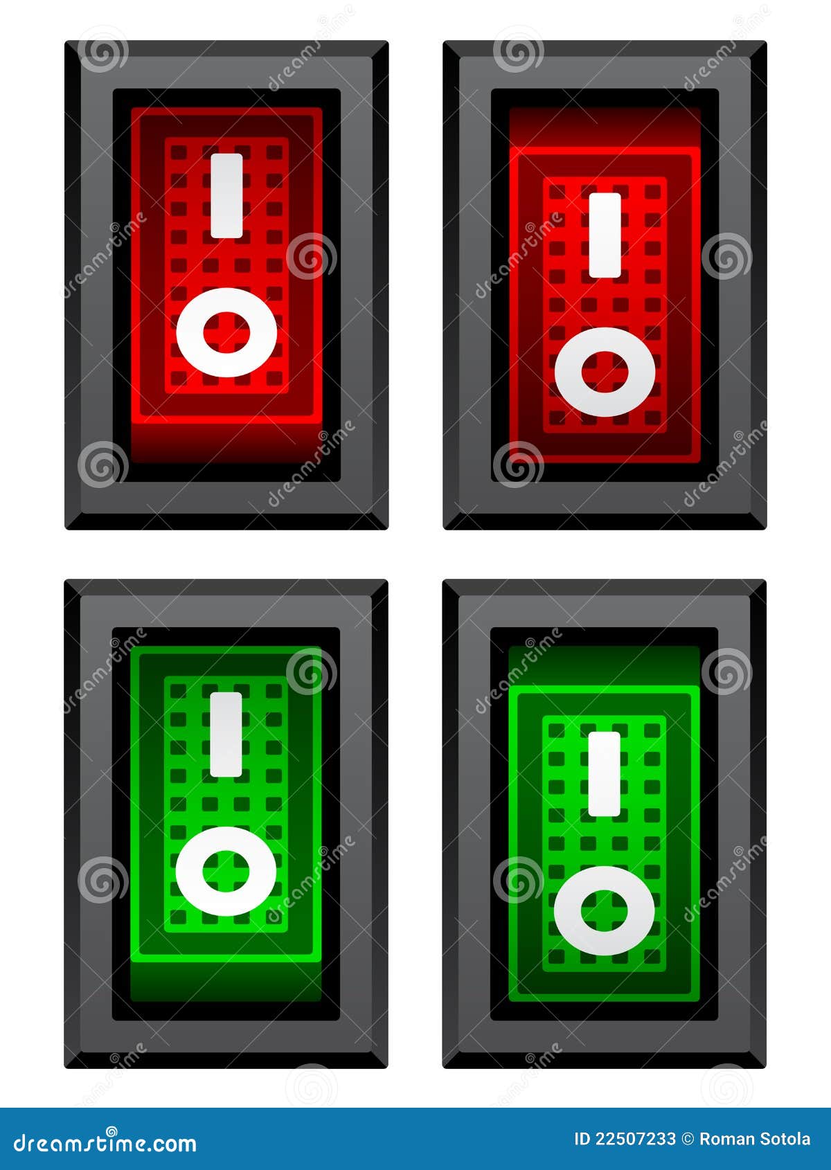 Rectangle Toggle Power Switches Cartoon Vector | CartoonDealer.com ...