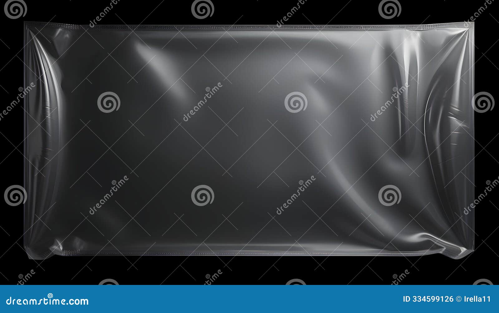 Rectangle Transparent Plastic Wrap Overlay on Black Background ...