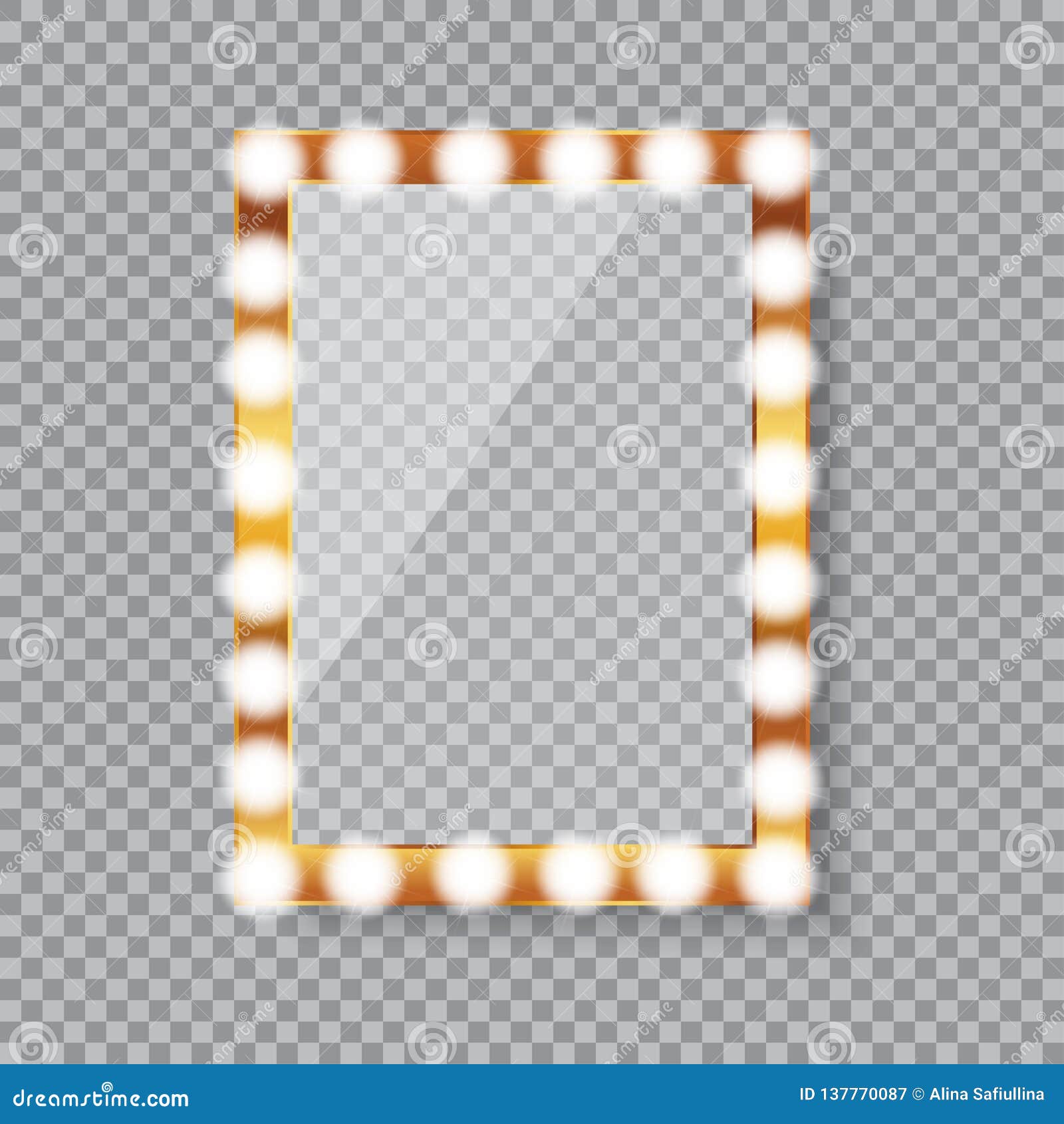 Rectangle Vanity Mirror with Light Bulbs Stock Vector - Illustration of ...