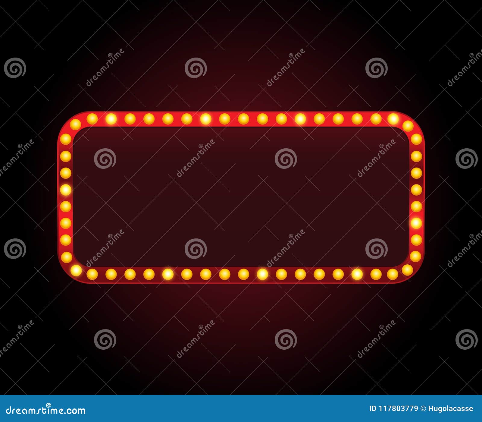 Rectangle Vector Theater Sign Frame with Lights Stock Vector ...
