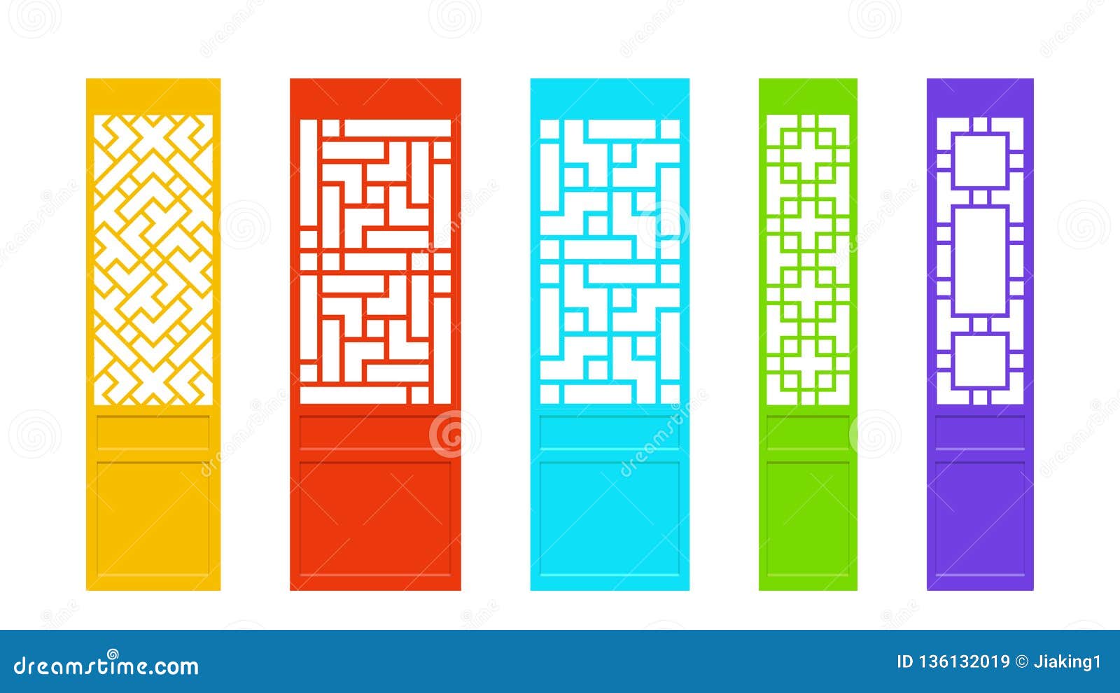 Rectangles Chinese Door in Asian Style, Vector Art Stock Vector ...