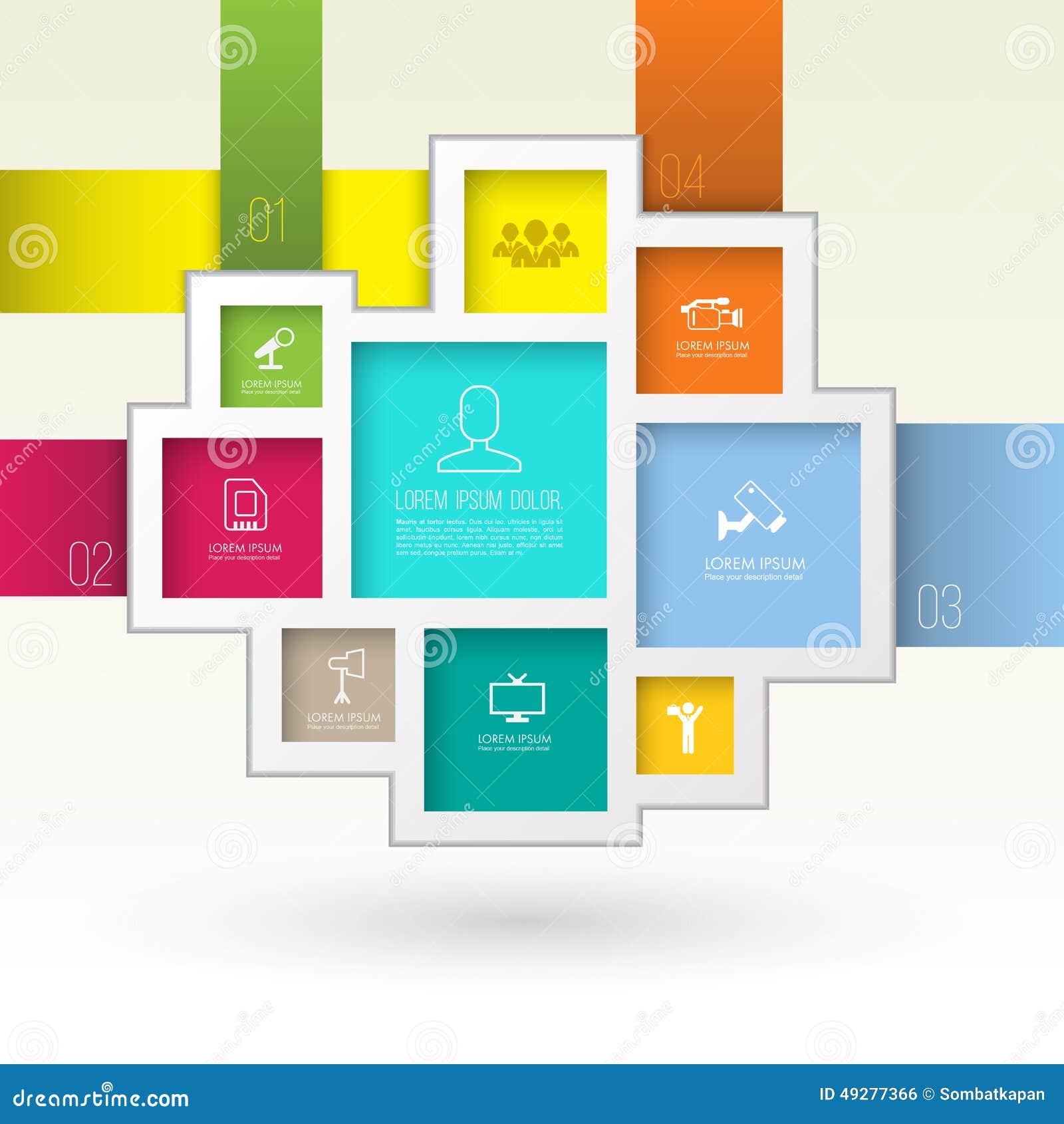 Six Content Rectangles With Triangle Arrows In Six Steps Infographic ...
