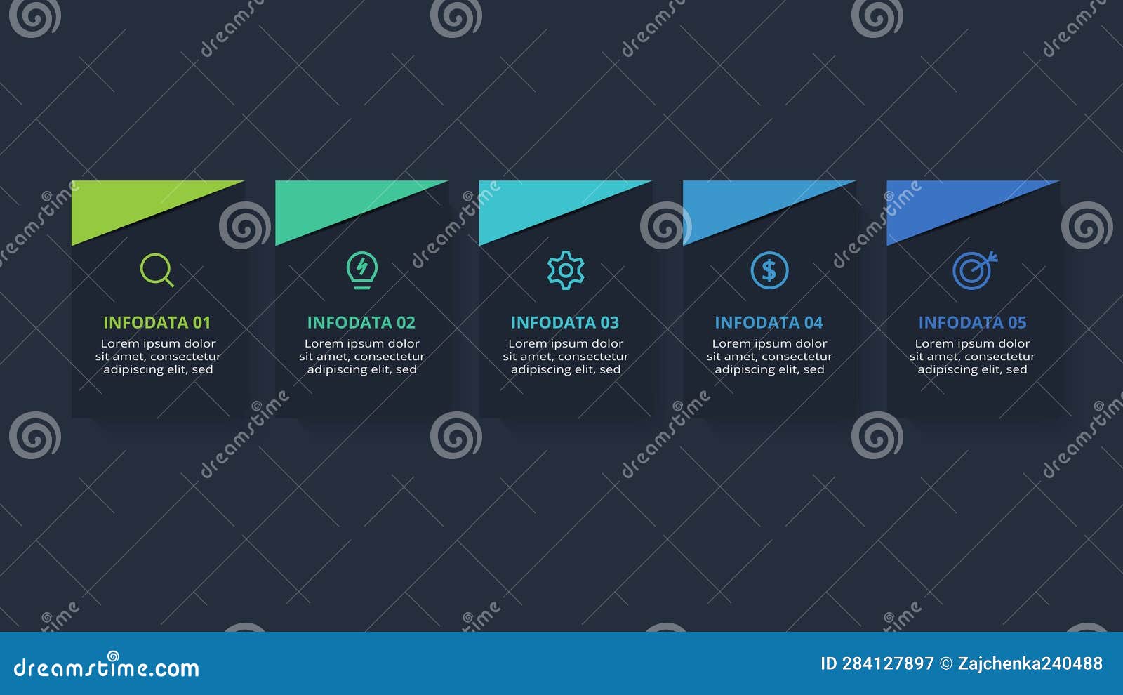 Rectangles Infographic with 5 Steps, Options, Parts or Processes ...