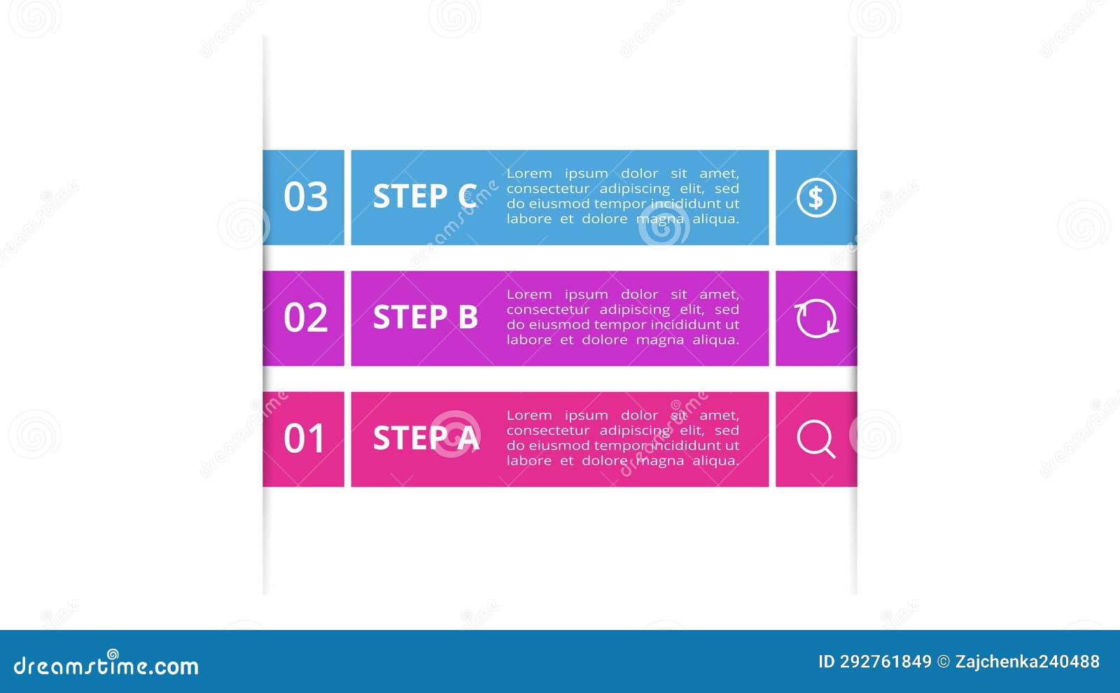 Rectangles Infographic with 3 Steps, Options, Parts or Processes ...