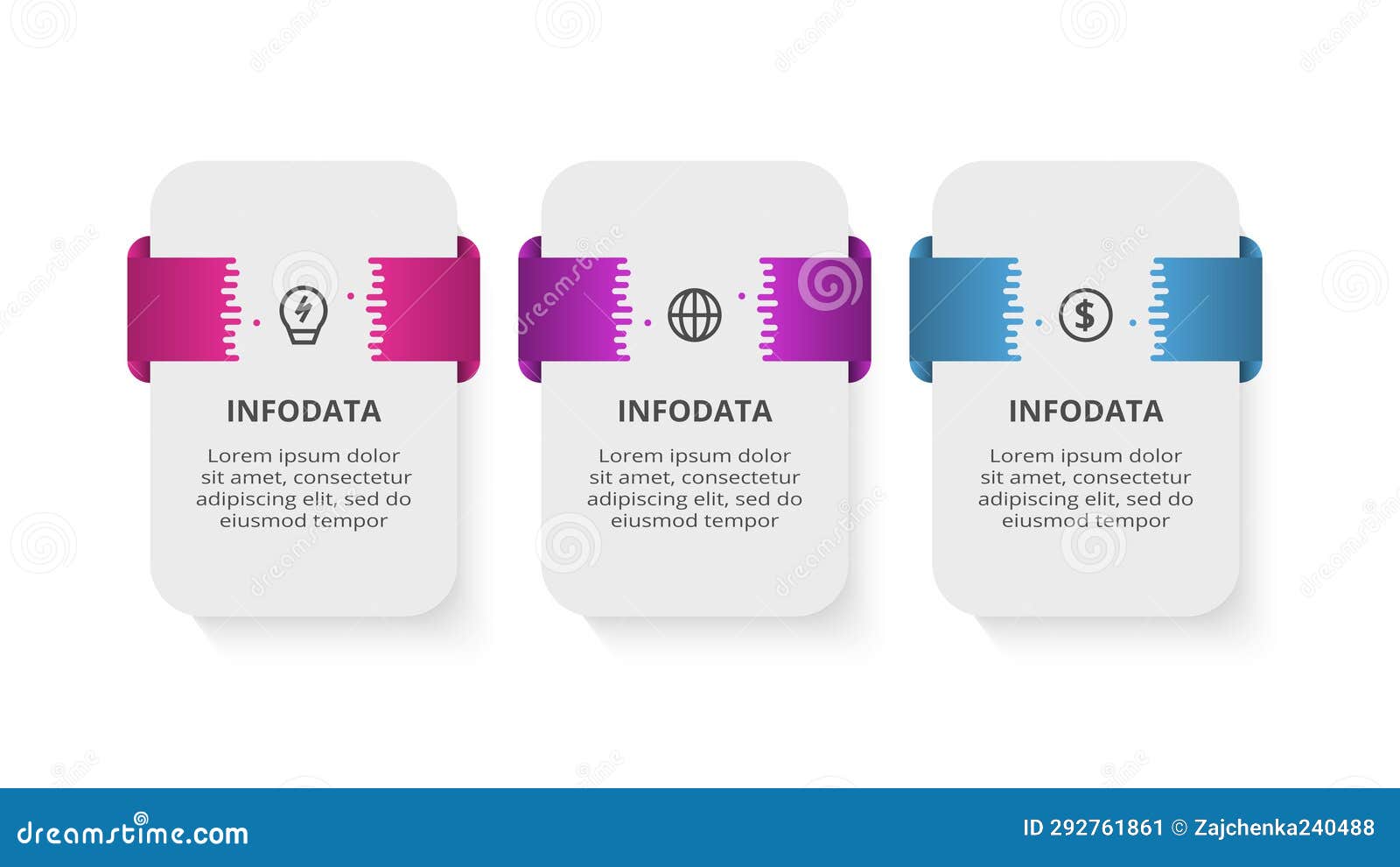 Rectangles Infographic with 3 Steps, Options, Parts or Processes ...