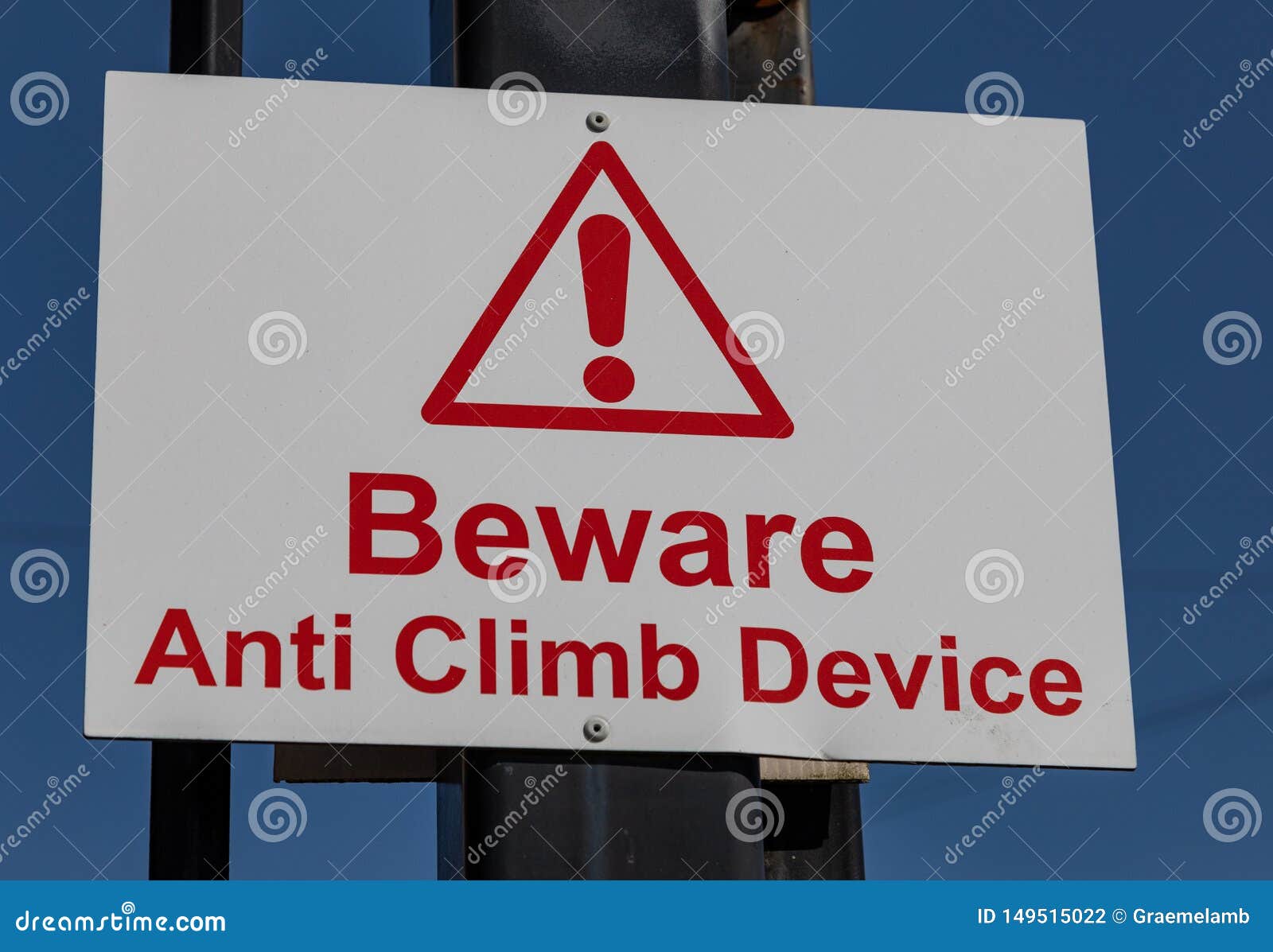 Rectangular Anti Vandalism Sign Warning of Anti Climb Device Widnes ...