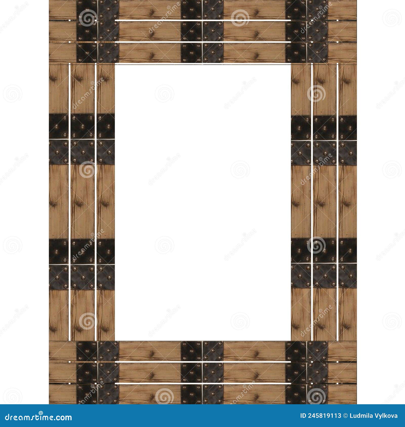 Rectangular Antique Wooden Frame with Iron Inserts Stock Vector ...
