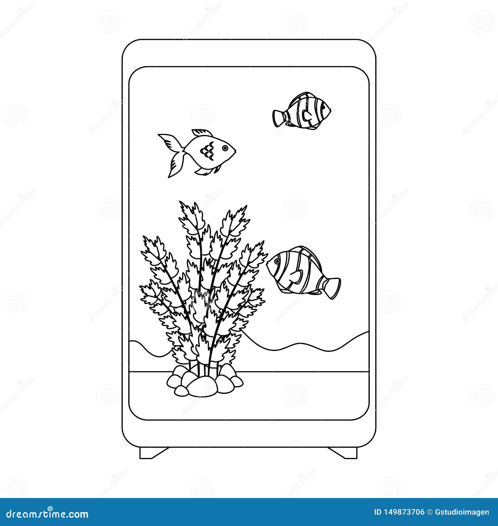 Rectangular Aquarium with Colors Fish Stock Illustration - Illustration ...