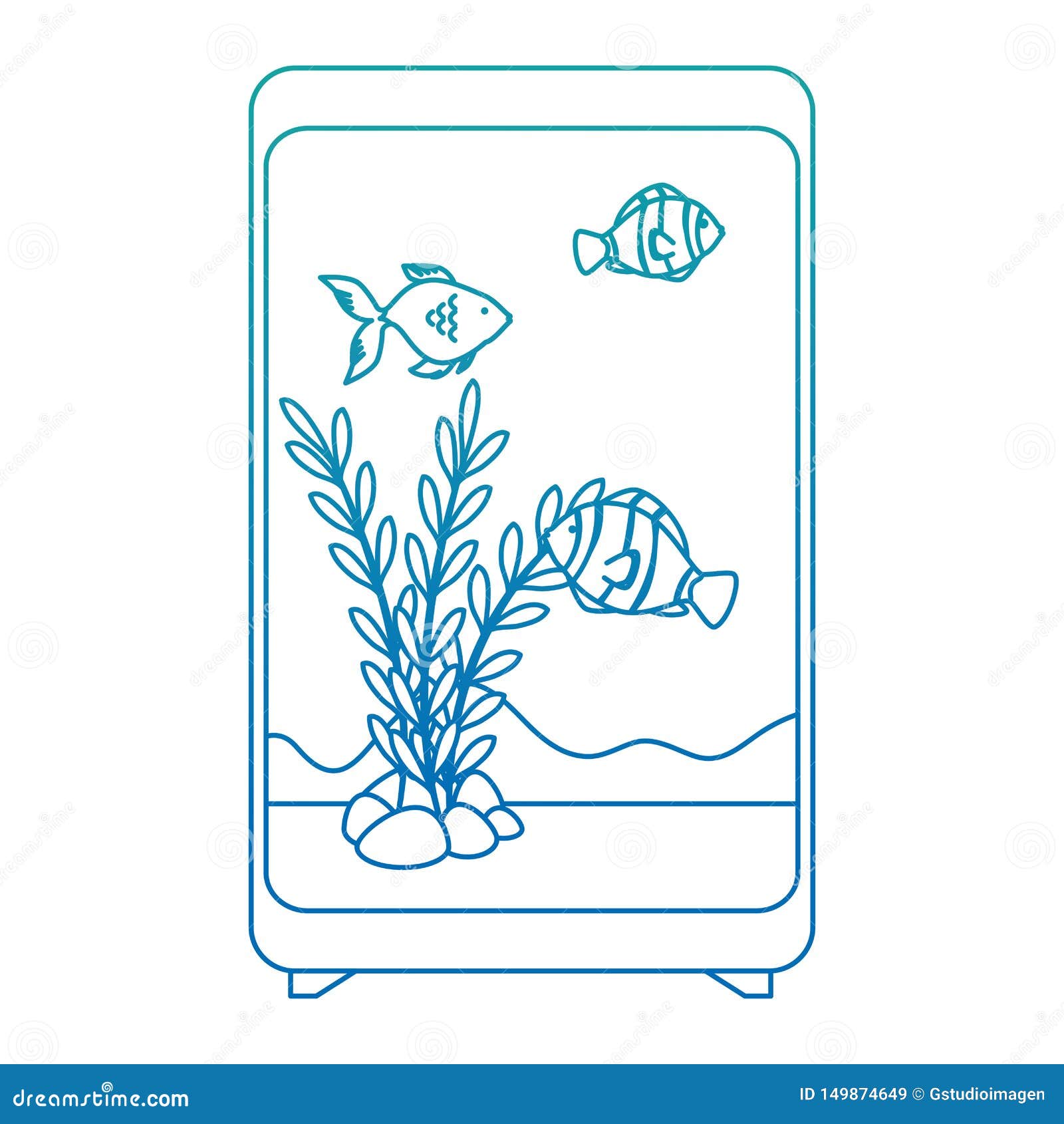 Rectangular Aquarium with Colors Fish Stock Illustration - Illustration ...