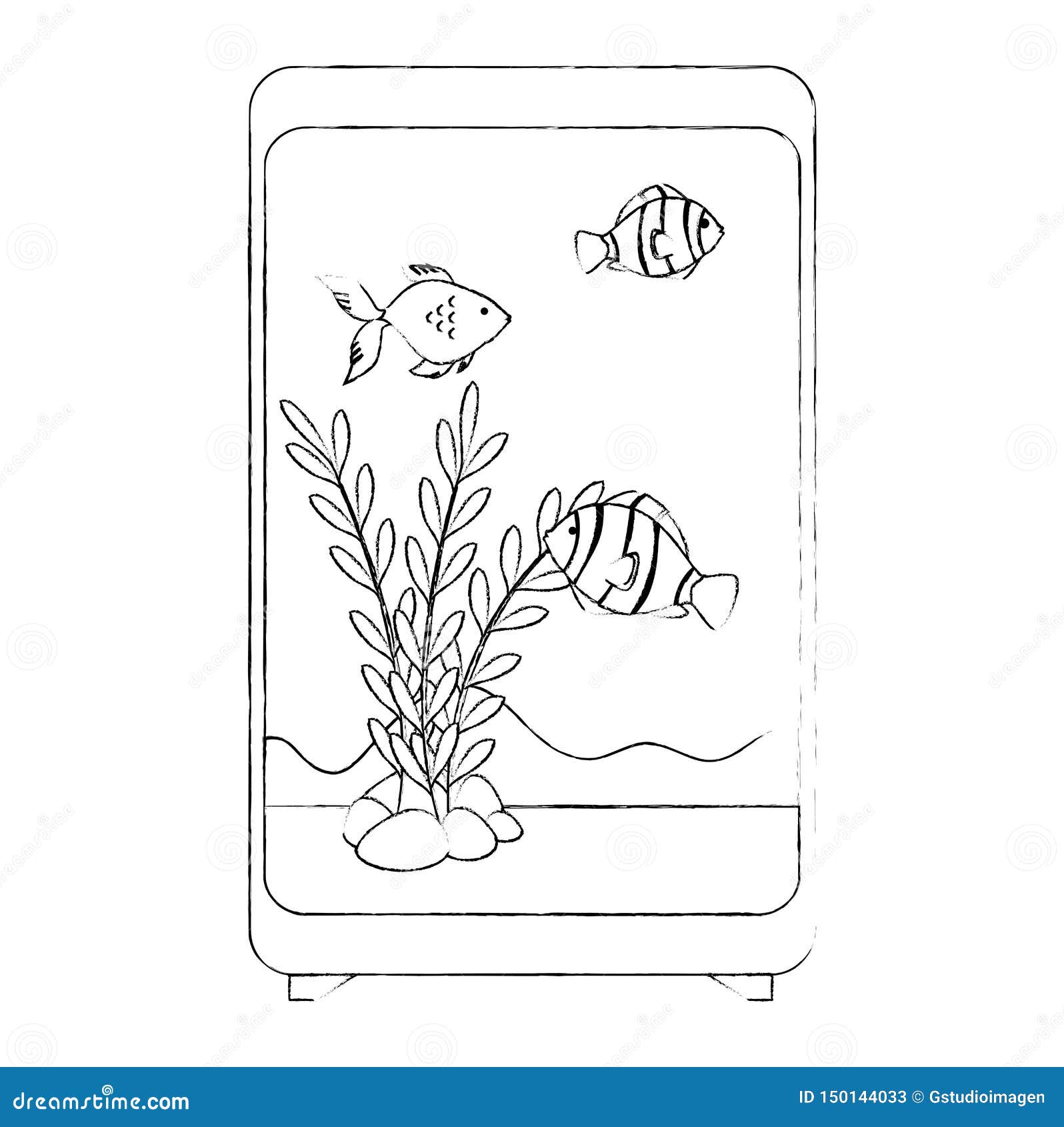 Rectangular Aquarium with Colors Fish Stock Illustration - Illustration ...