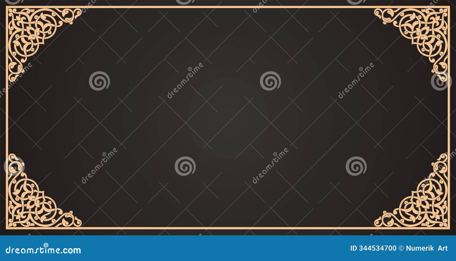 Rectangular Islamic Frame Border, Arabic Ornament, Black Color ...