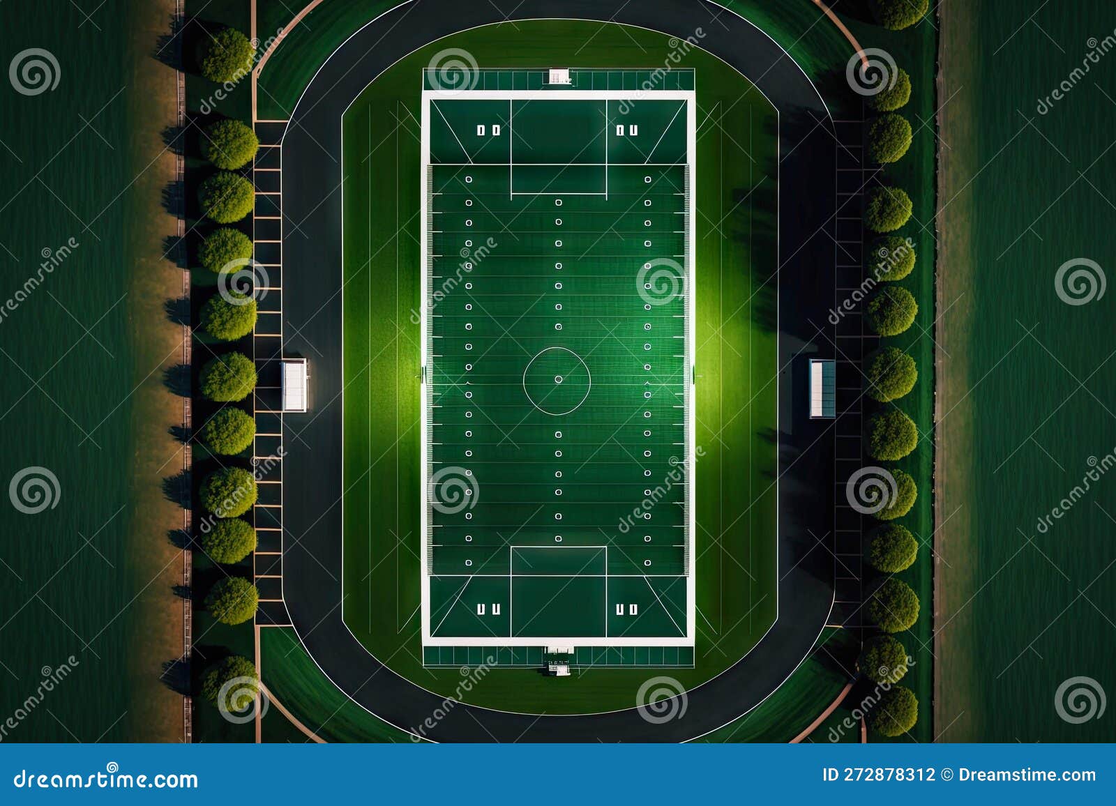 Rectangular Area of Large Football Stadium, Top View, Generative Ai ...