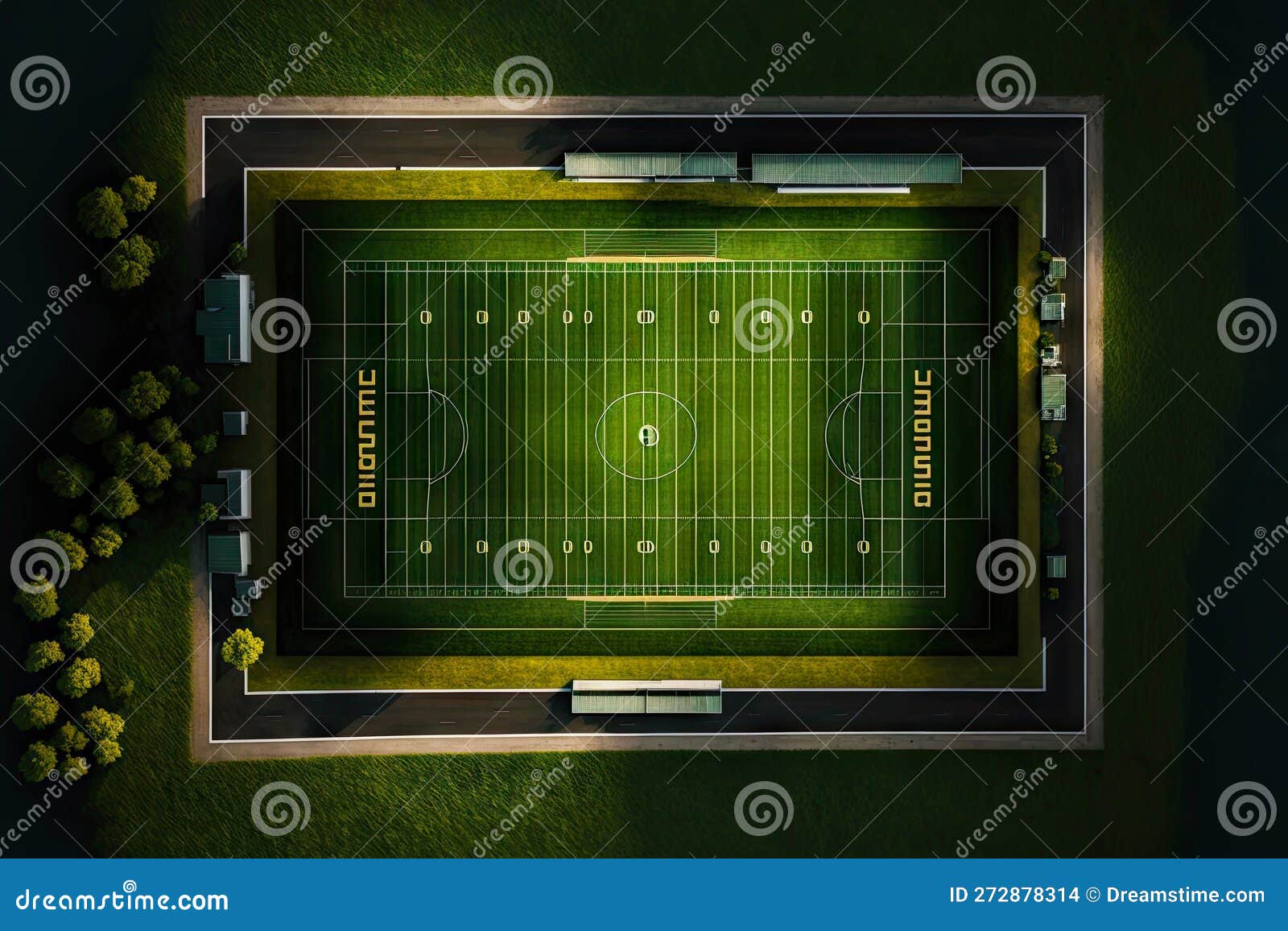 Rectangular Area of Large Football Stadium, Top View, Generative Ai ...