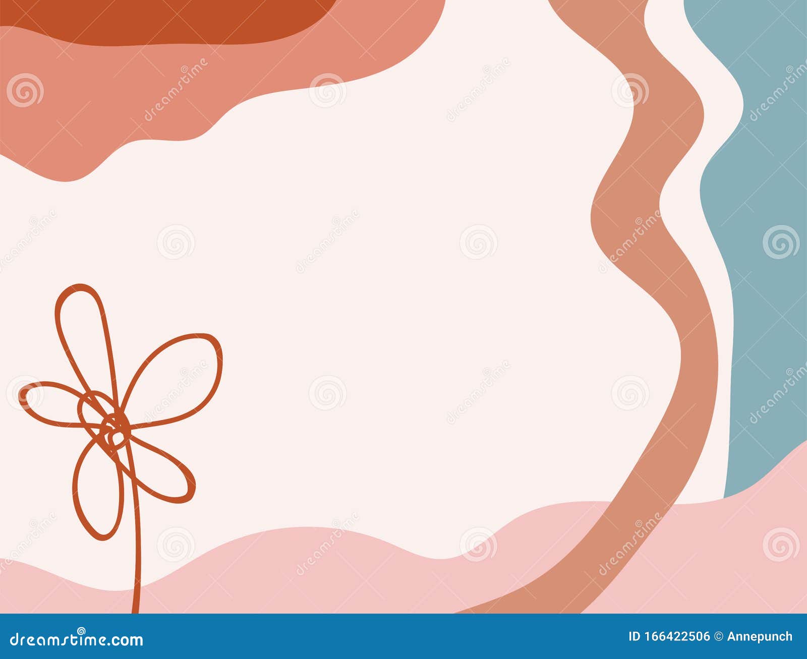 Rectangular Background with Abstract Shapes and Flower Drawn by Hand ...