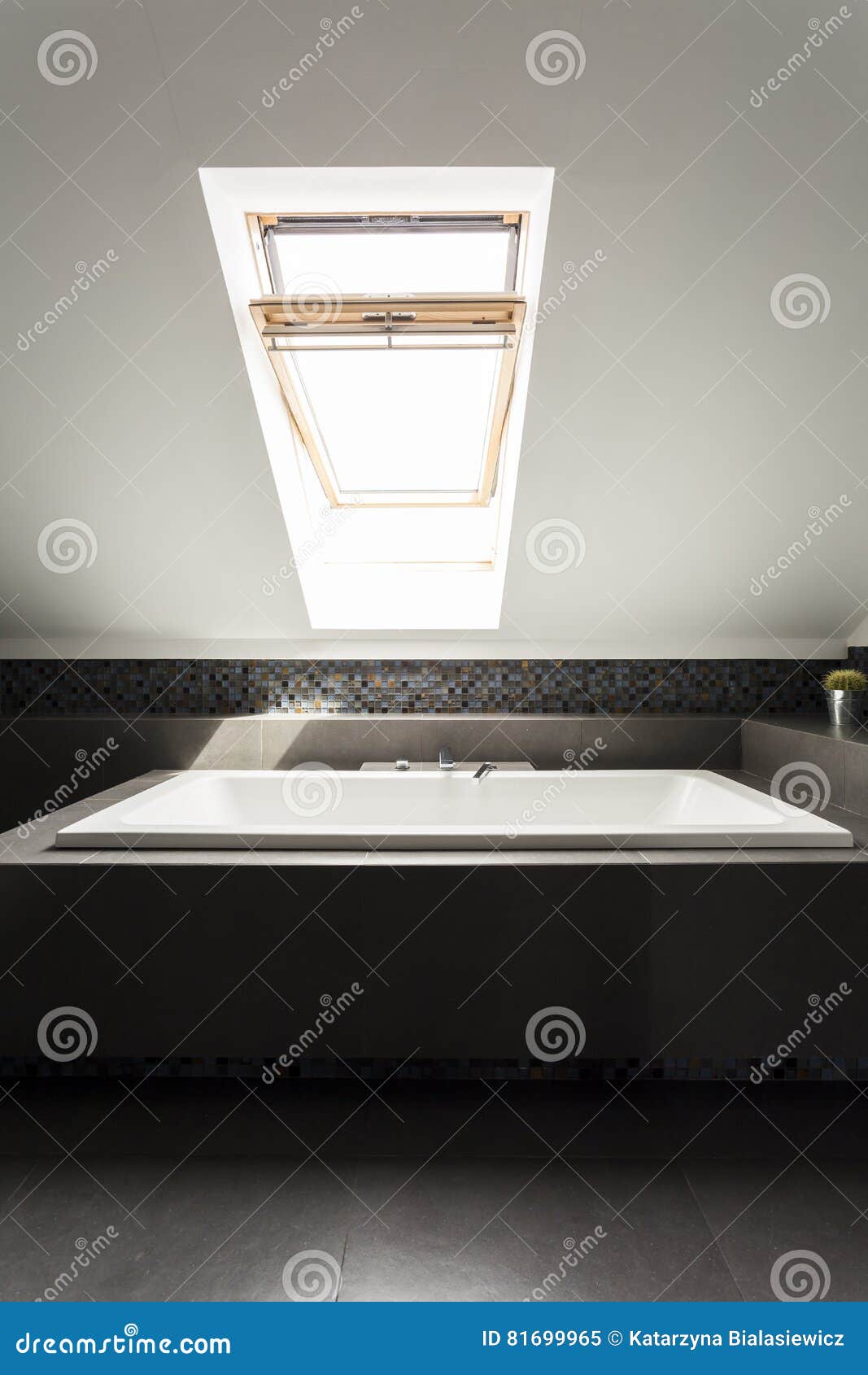Rectangular Bath Under Attic Window Stock Image - Image of ideas ...