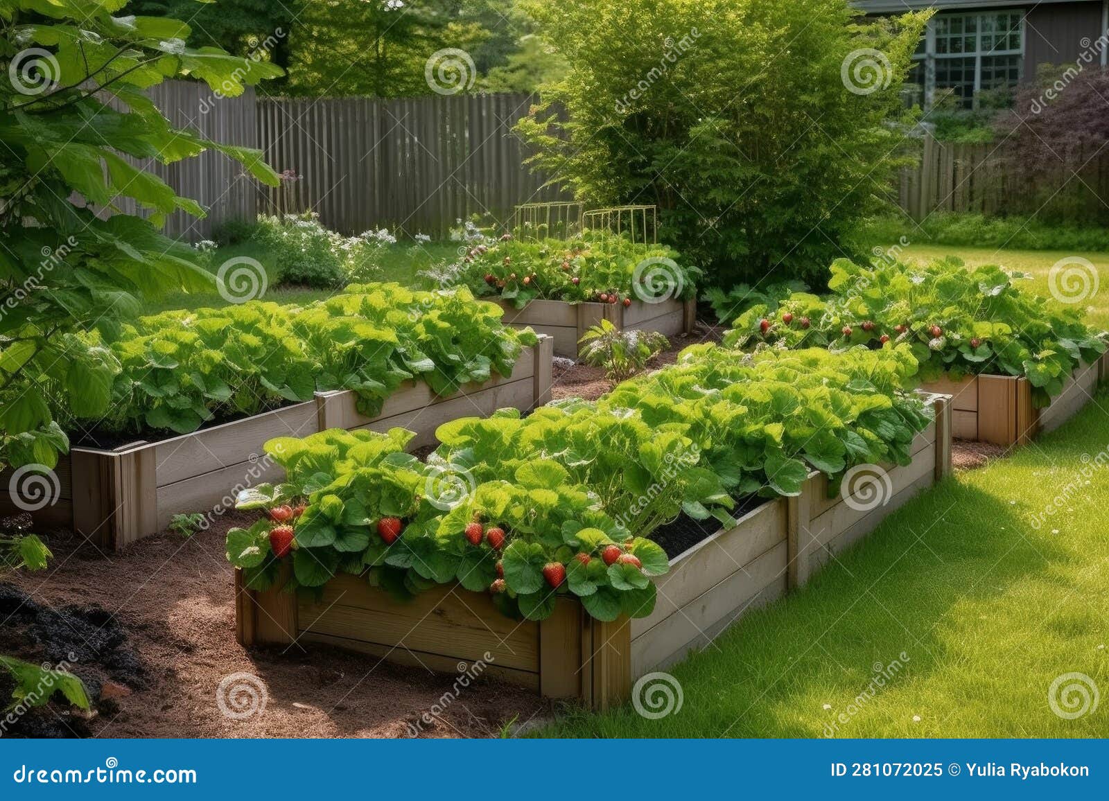 Rectangular Beds Strawberry Garden. Generate Ai Stock Illustration ...