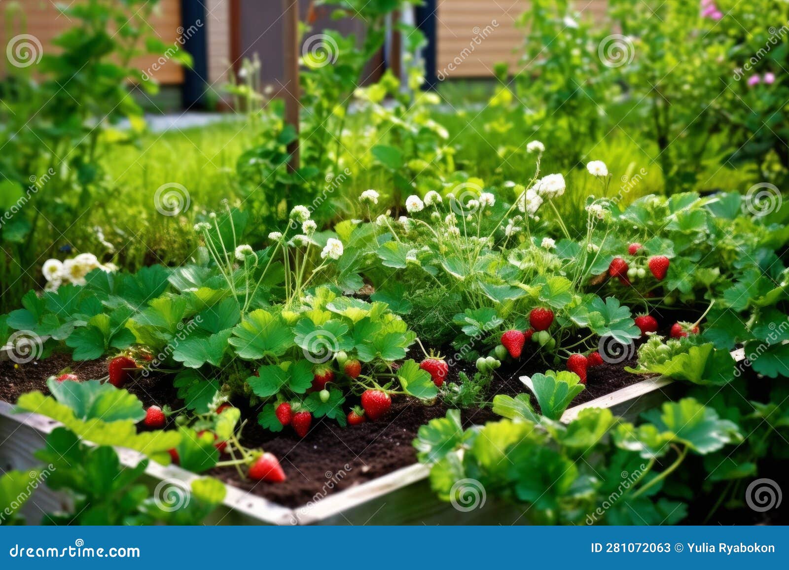 Rectangular Beds Strawberry Garden Plant. Generate Ai Stock ...
