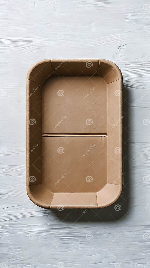 Rectangular Beige Cardboard Tray for Versatile Use Against White ...