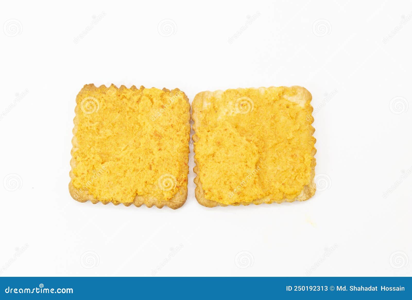 Rectangular Biscuit with Pineapple Flavor Cream Isolated on White Stock ...