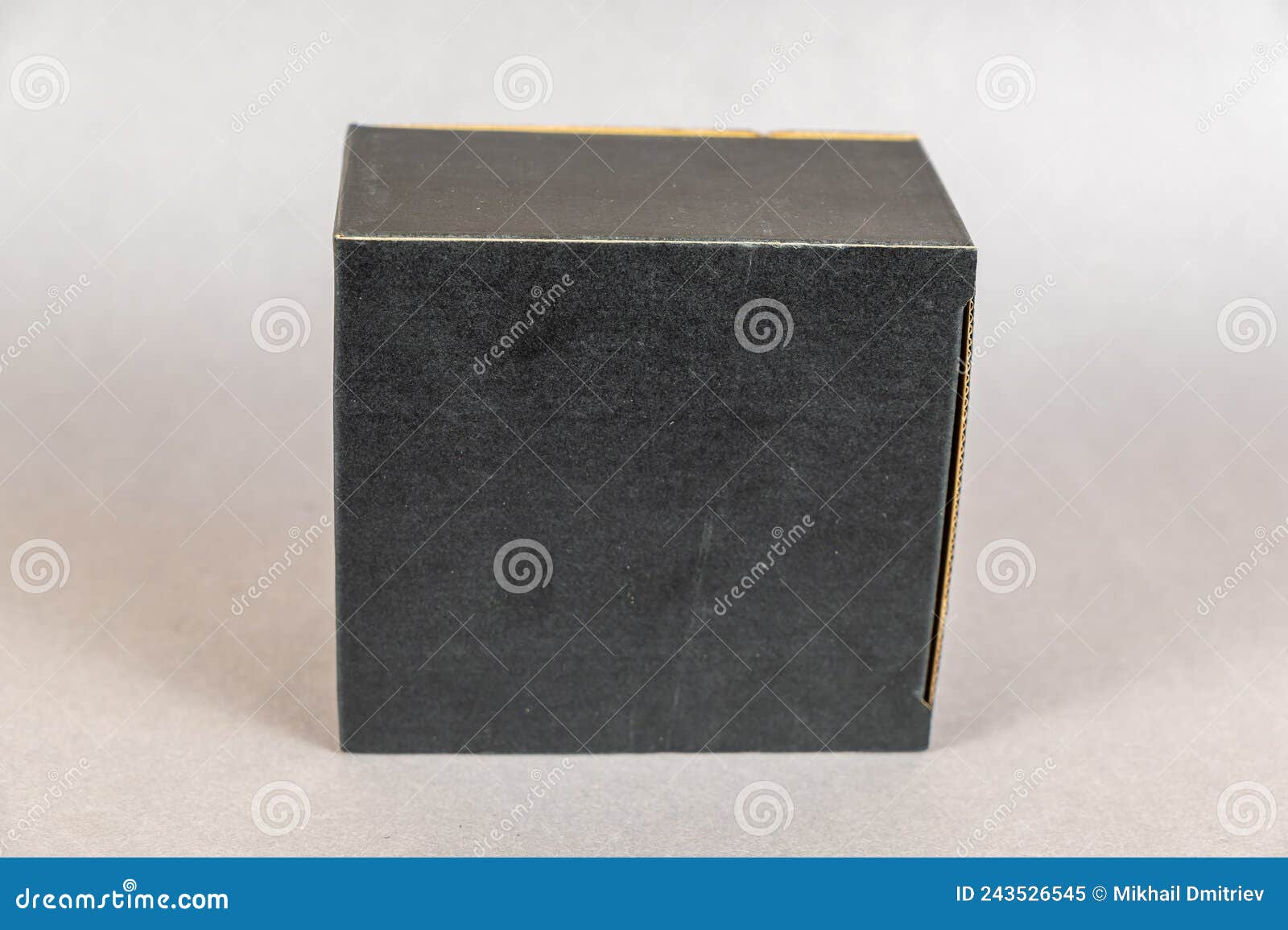 Rectangular Black Box on a Gray Background. Closed Cardboard Package ...