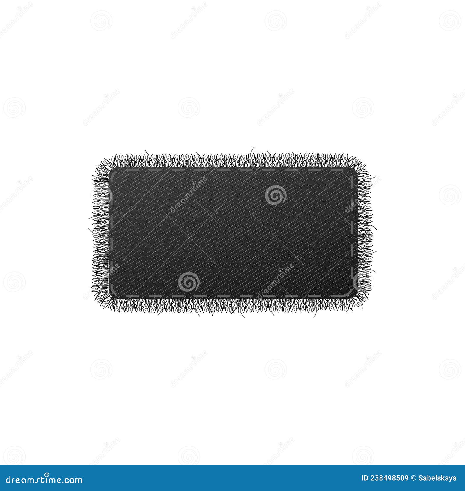 Rectangular Black Denim Patch with Fringed Edge Vector Illustration ...