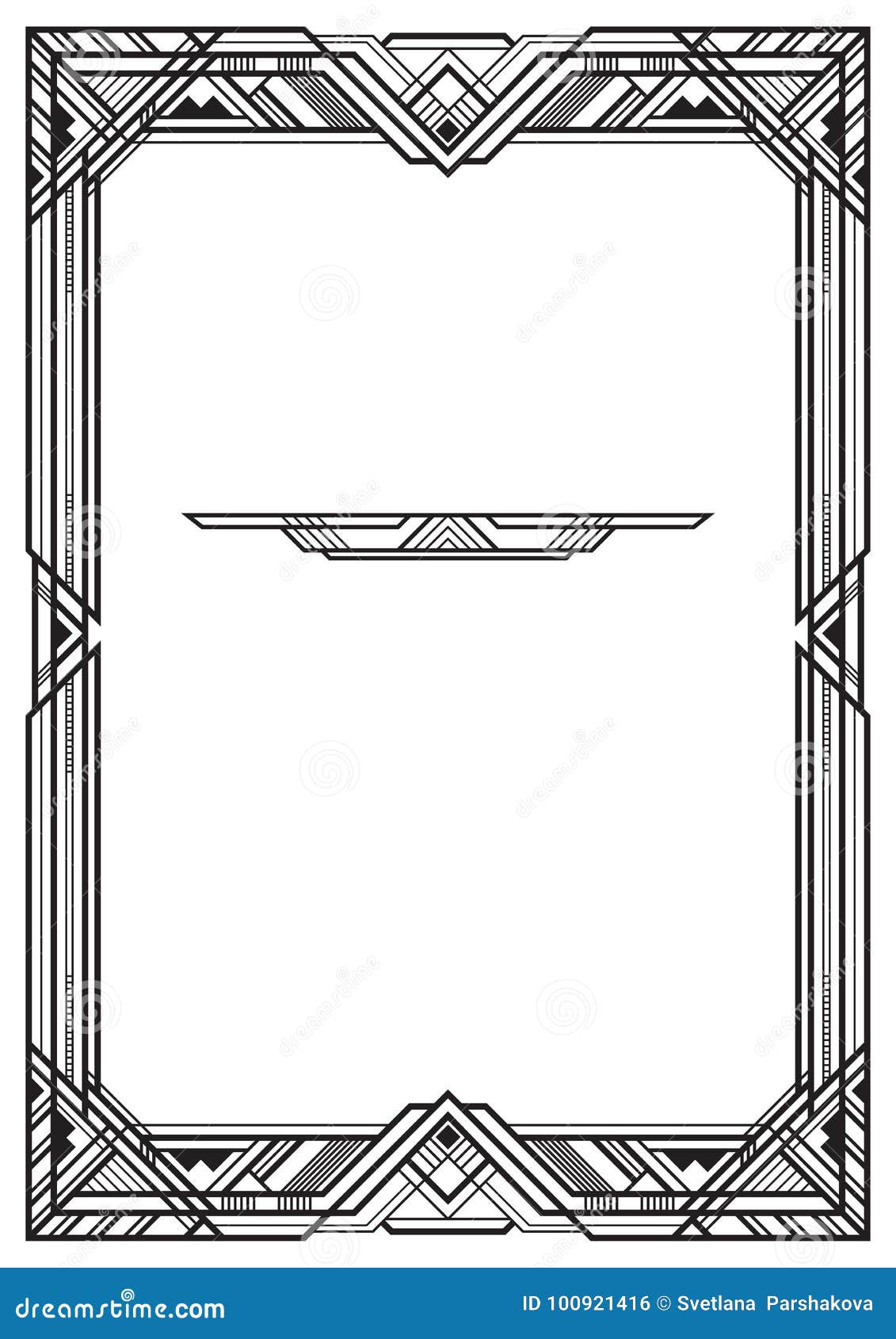 Rectangular Black Frame, Art Deco Style. Stock Vector - Illustration of ...