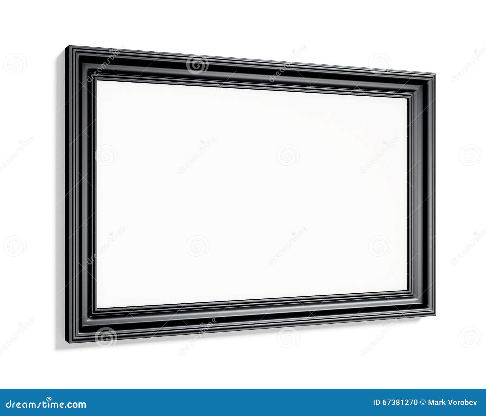Rectangular Black Picture Frame on a White Background. 3d Render Stock ...