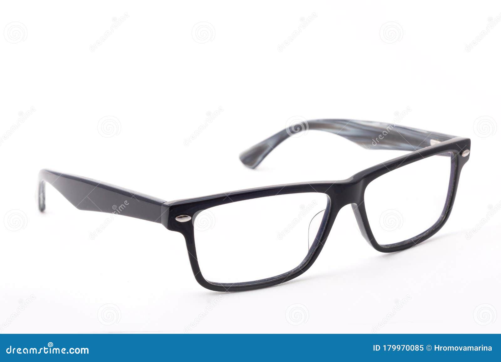 Rectangular Black-rimmed Glasses are Side View on a White Background ...